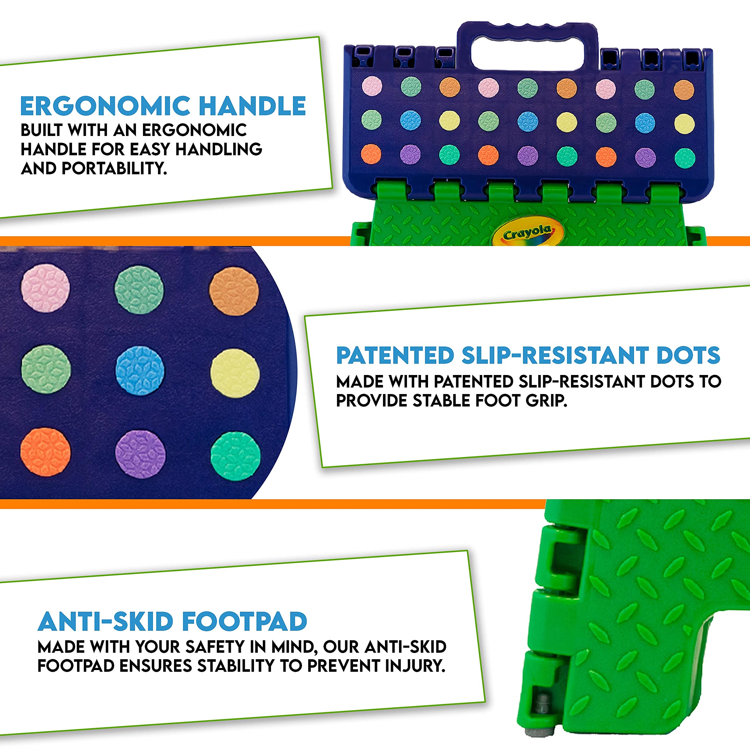 Crayola 9” inch Folding Step Stool (1 Pack), Step Stool for Kids ...