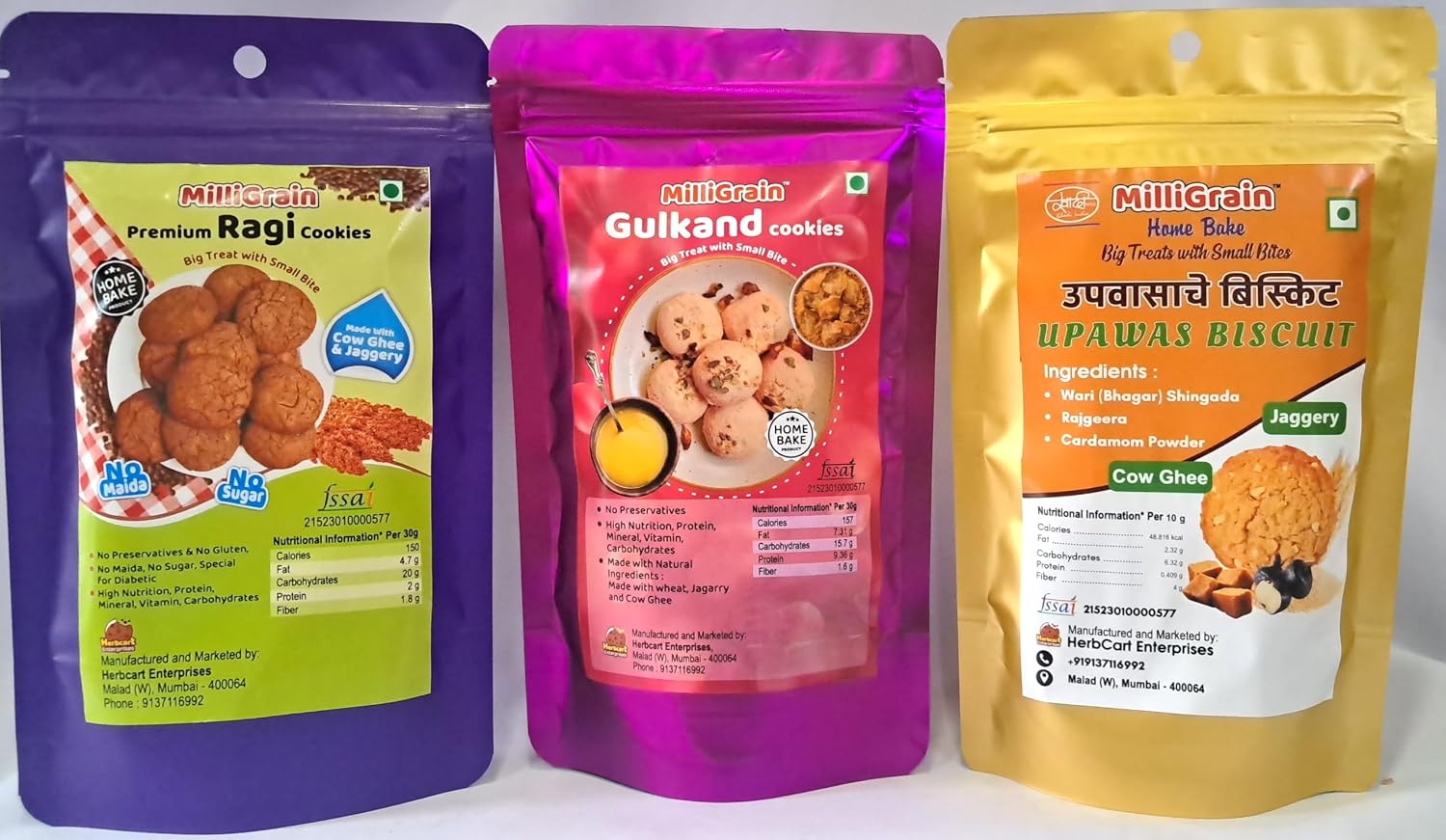 Ragi Biscuits With Cow Ghee,Jaggery,Atta,Wheat | Gulkand Cookies ...