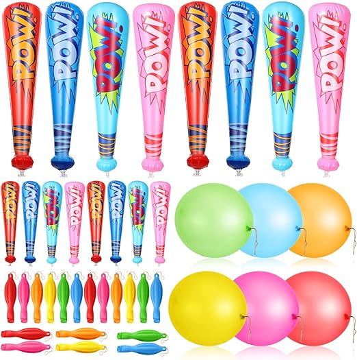 Amazon.com: Seematn 32 Pcs Pow Inflatable Baseball Bats and Punch ...