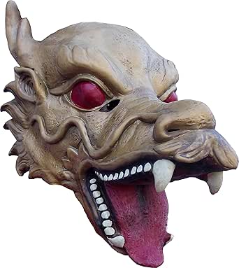 Amazon.com: Adults Golden Dragon Mask Latex- One Size : Clothing, Shoes ...