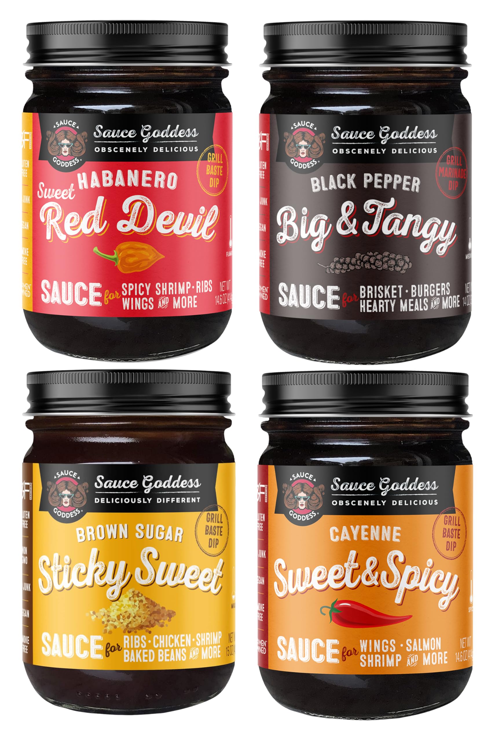 Amazon.com : Sauce Goddess 4 Sauce Sampler Gift Set - For Grilling and ...