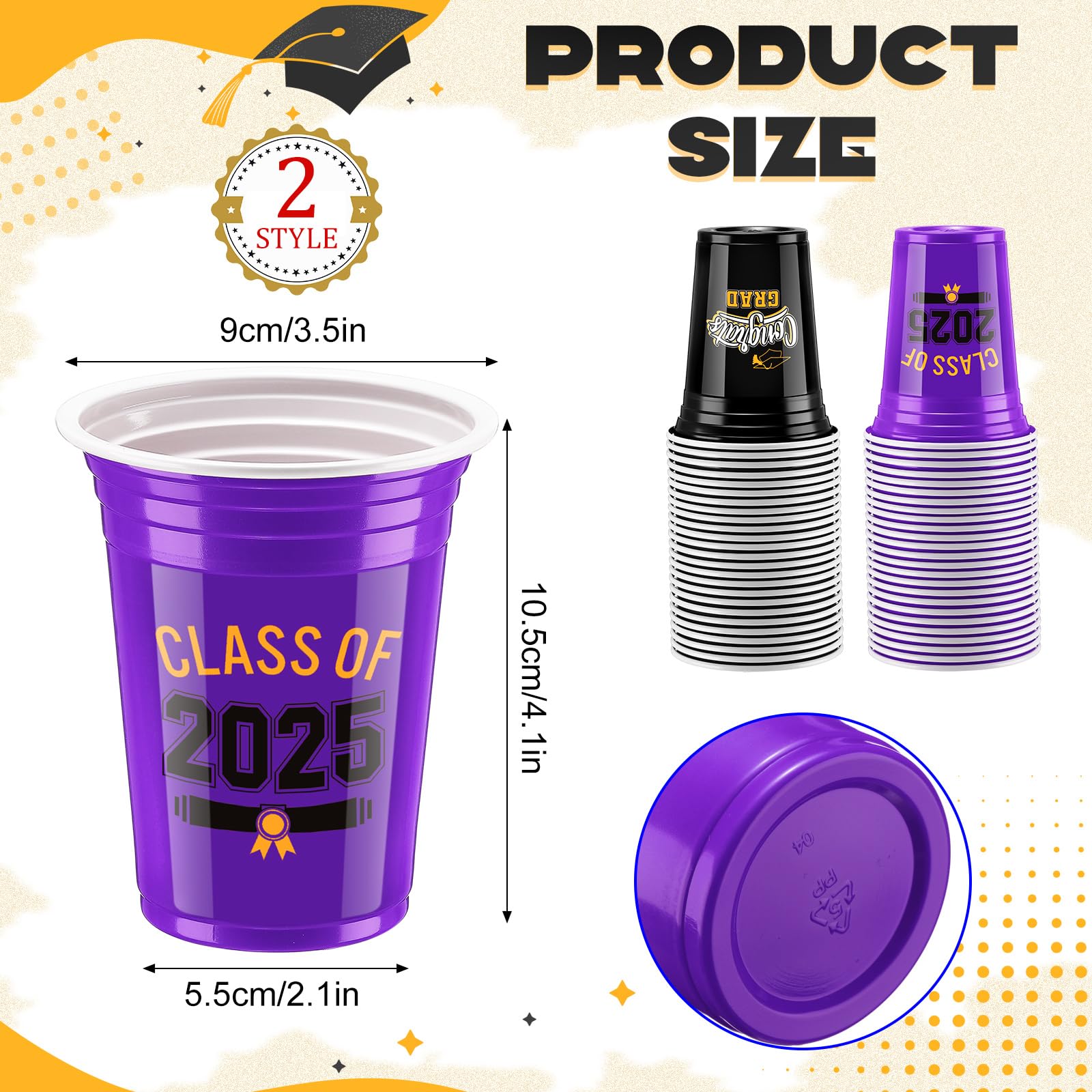 Snapklik.com : Sliner 60 Pieces Plastic Graduation Cups, 12oz ...