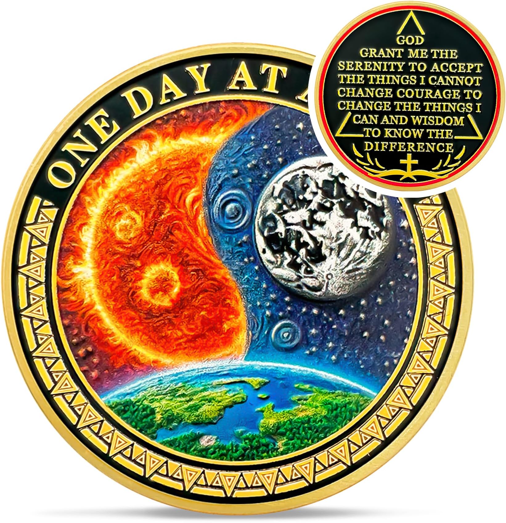 Amazon.com: One Day at a Time Sobriety Coin - Recovery Triangle Forest ...