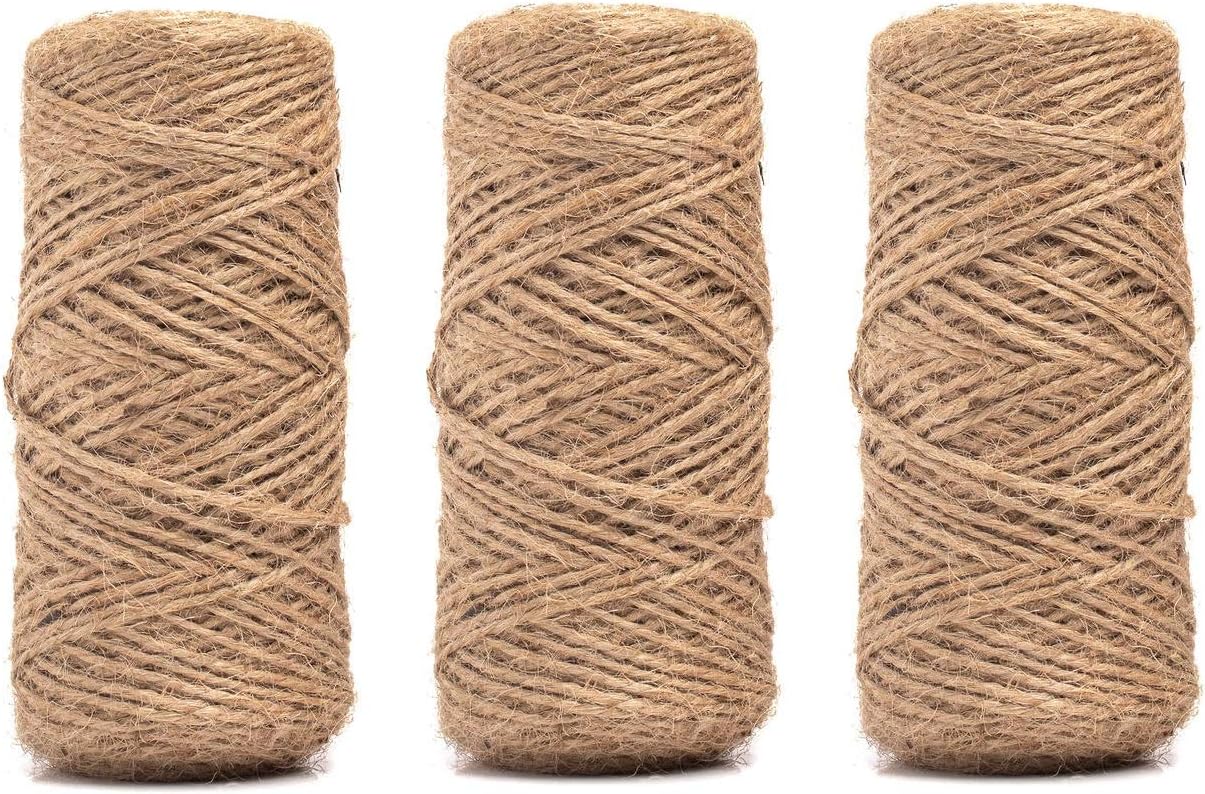 HowenDay Heavy Duty Natural Jute Twine String (328ft Long, 1mm Thick ...