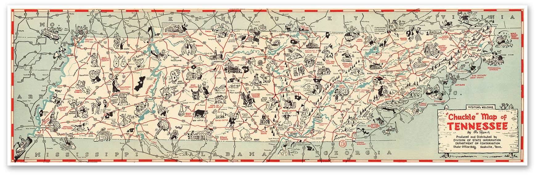Whimsical Map Of Middle Tennessee