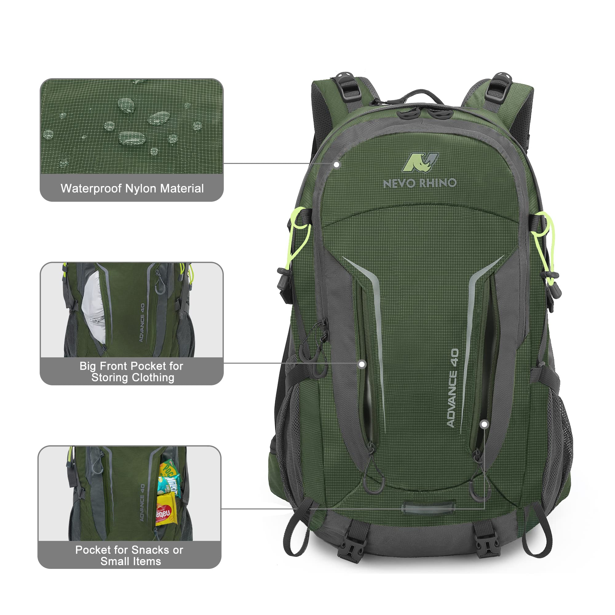 N NEVO RHINO Waterproof Hiking Backpack 40L 50L, Camping, Outdoor Sport ...