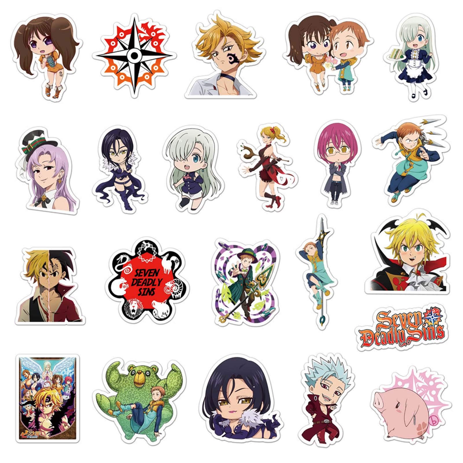 FRIUSATE The Seven Deadly Sins Meliodas Gift Set: 50 Anime Sticker, 7 ...