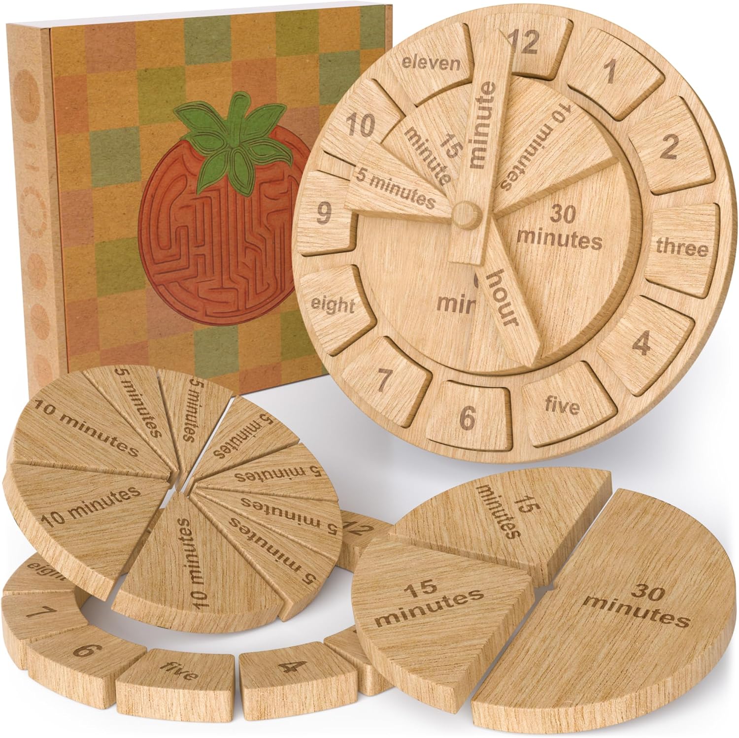 Amazon.com: Tomaze Montessori Wooden Toy Clock - Kids' Educational Kit ...