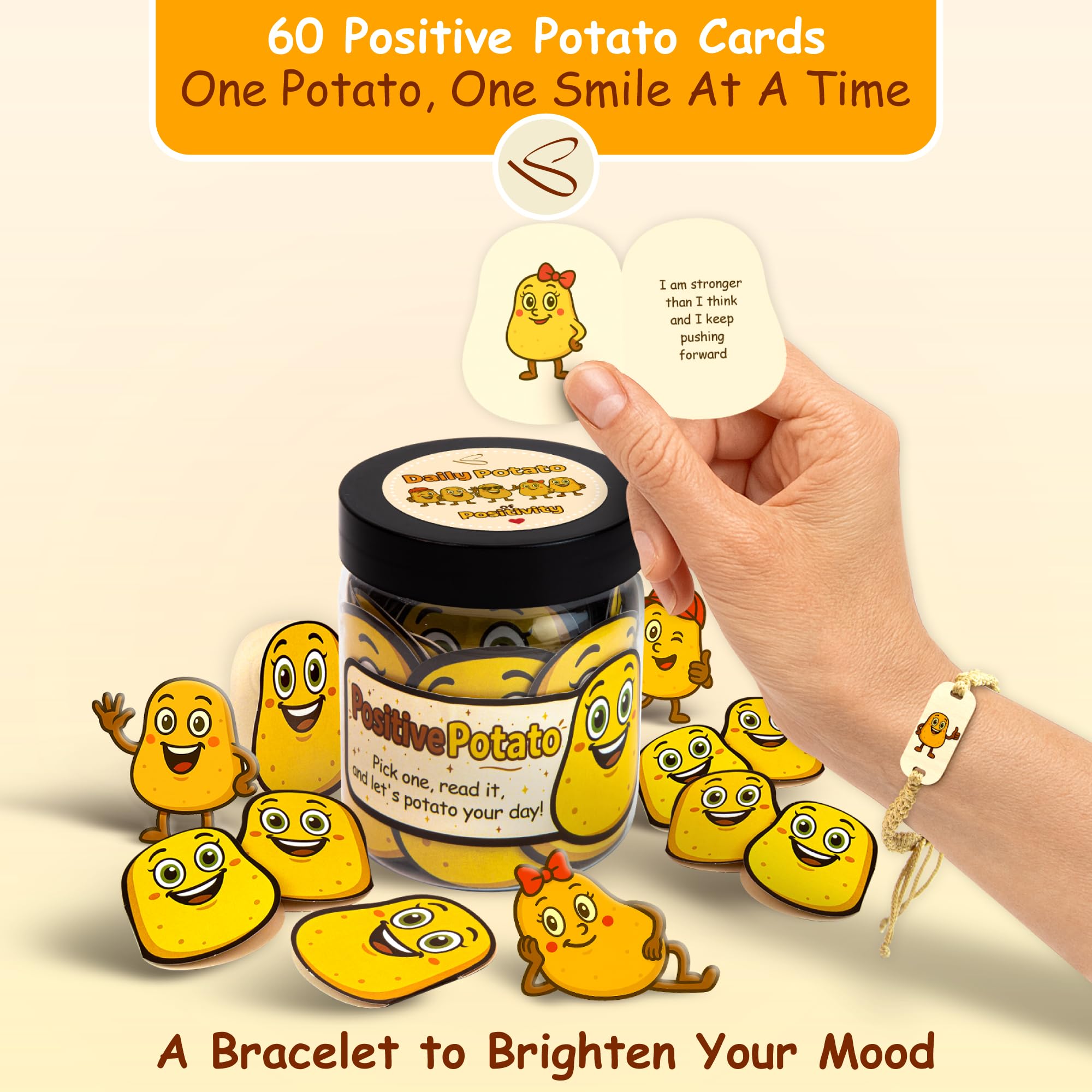 Positive Potatoe Positive Potato Affirmation Jar, 60 Happy Quotes For ...
