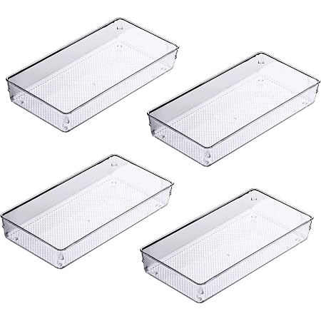 Amazon.com: 4 Pack 12"x 6" Large Size Clear Plastic Desk Drawer ...
