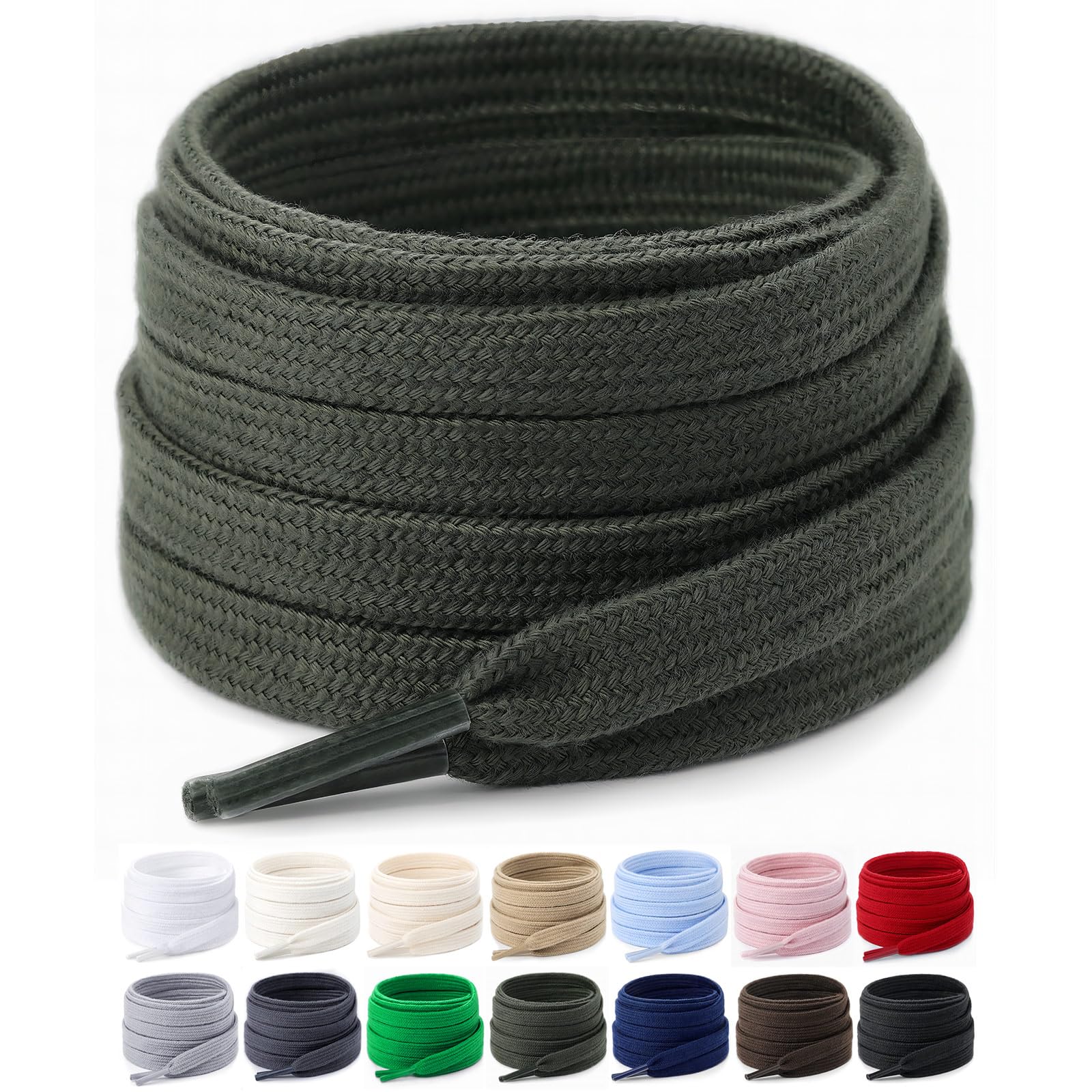 Amazon.com: Stepace 2 Pairs Flat Shoe Laces for Sneakers 5/16" Premium ...