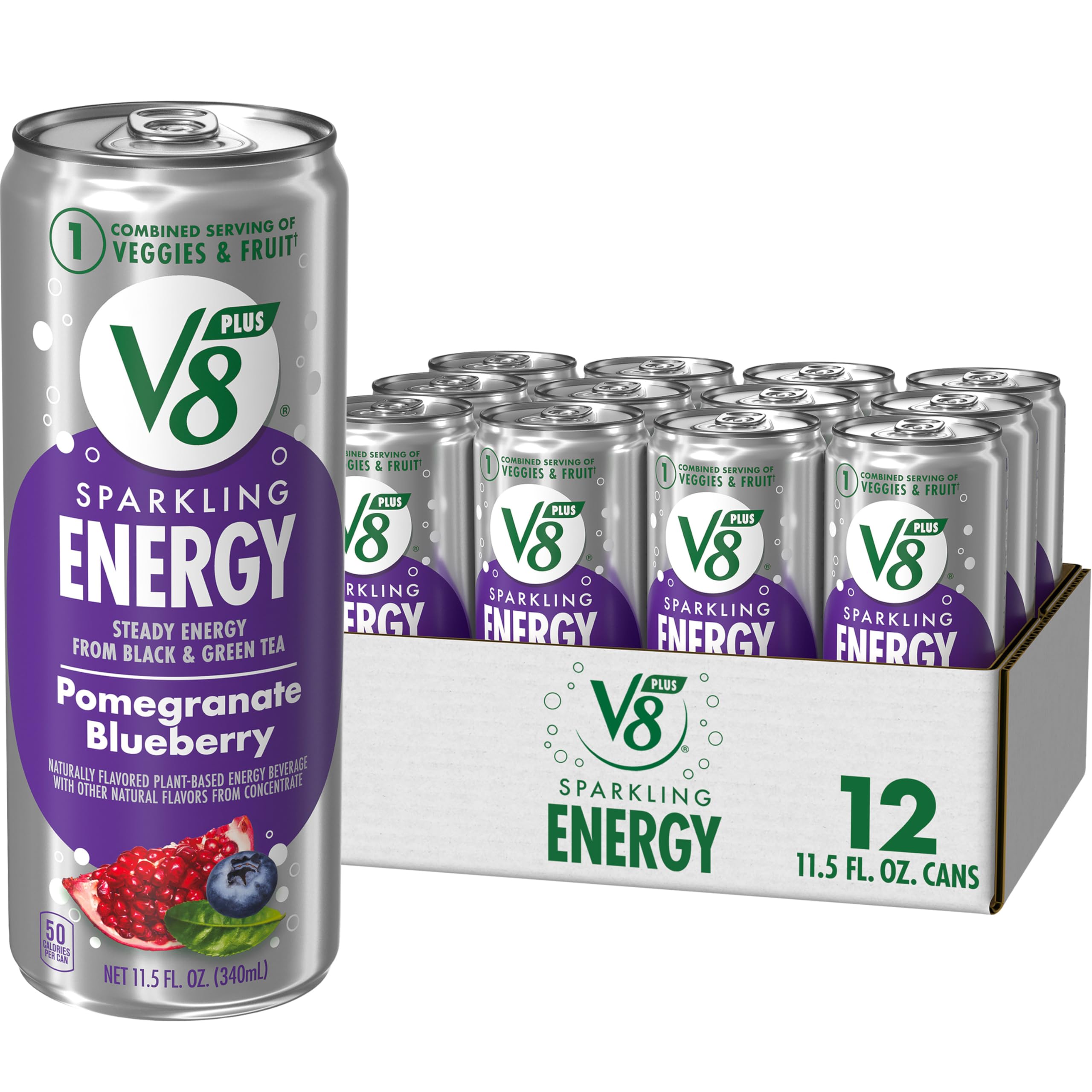 Snapklik.com : V8 +Energy Sparkling Pomegranate Blueberry Juice Energy ...