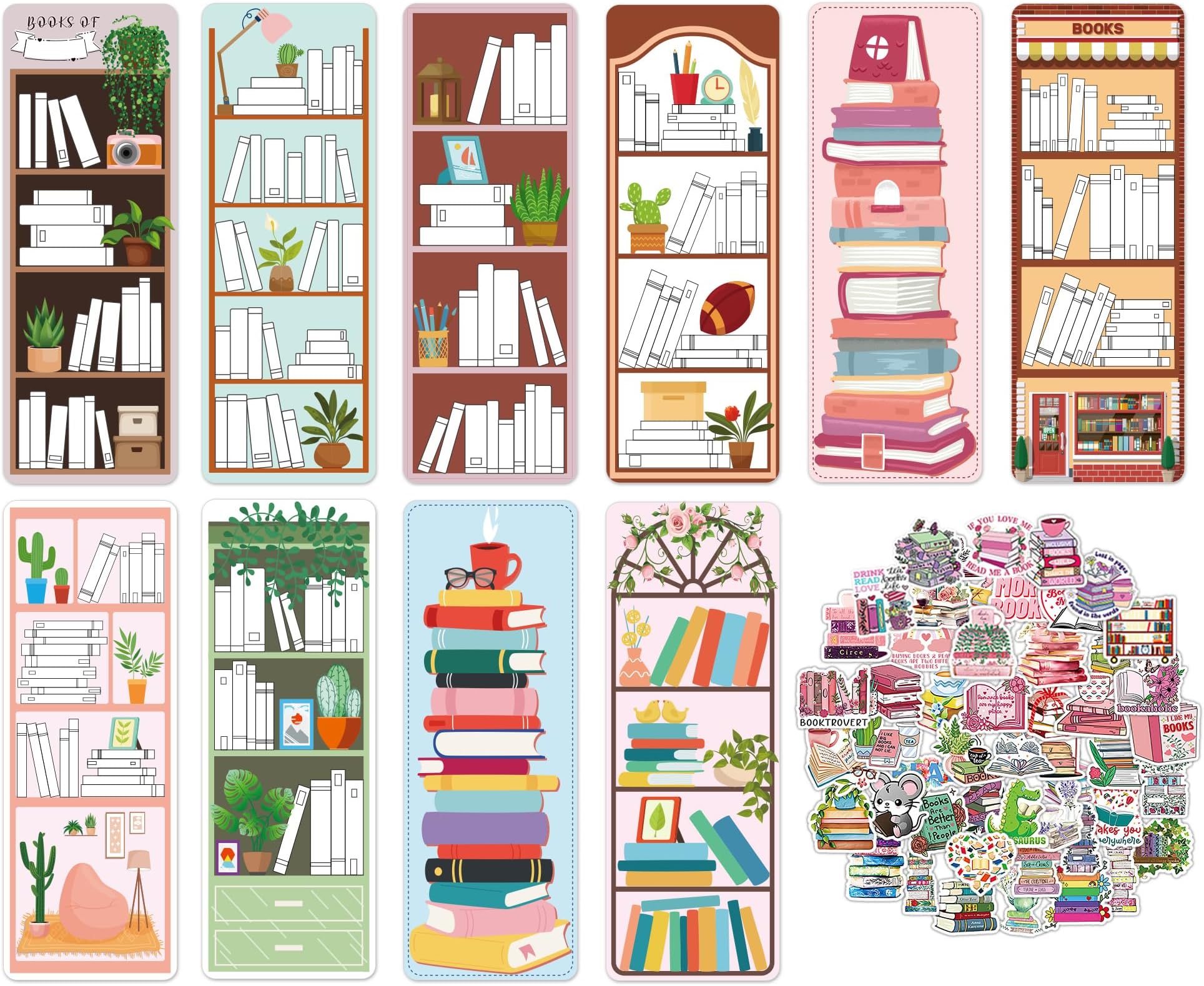 Amazon.com: 100Pcs Book Tracker Bookmarks with 100Pcs Book Stickers ...