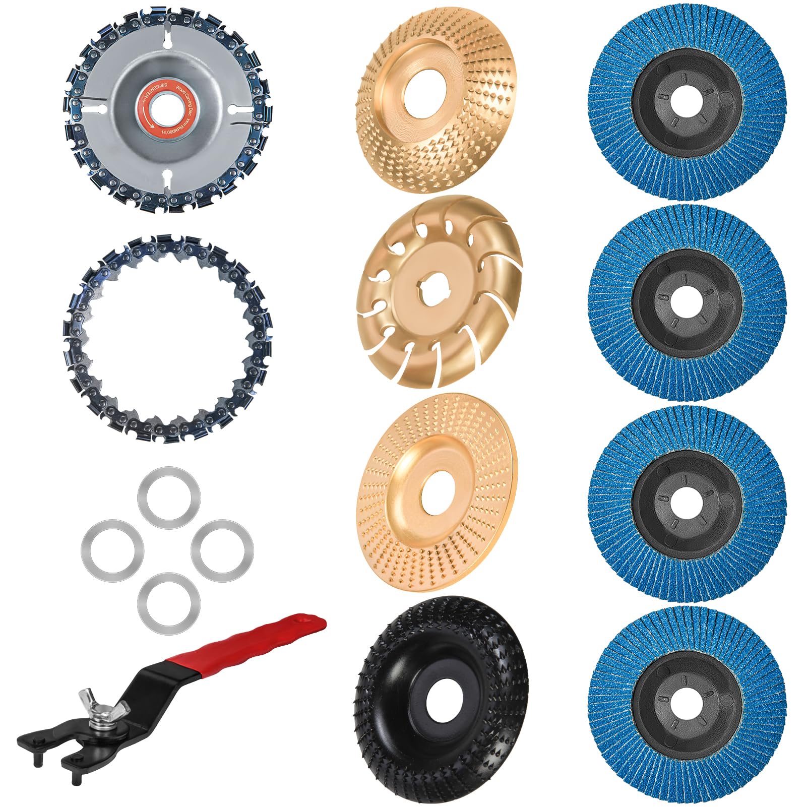 Amazon.com: 11PCS Wood Carving Disc for 4" or 4 1/2" Angle Grinder with ...