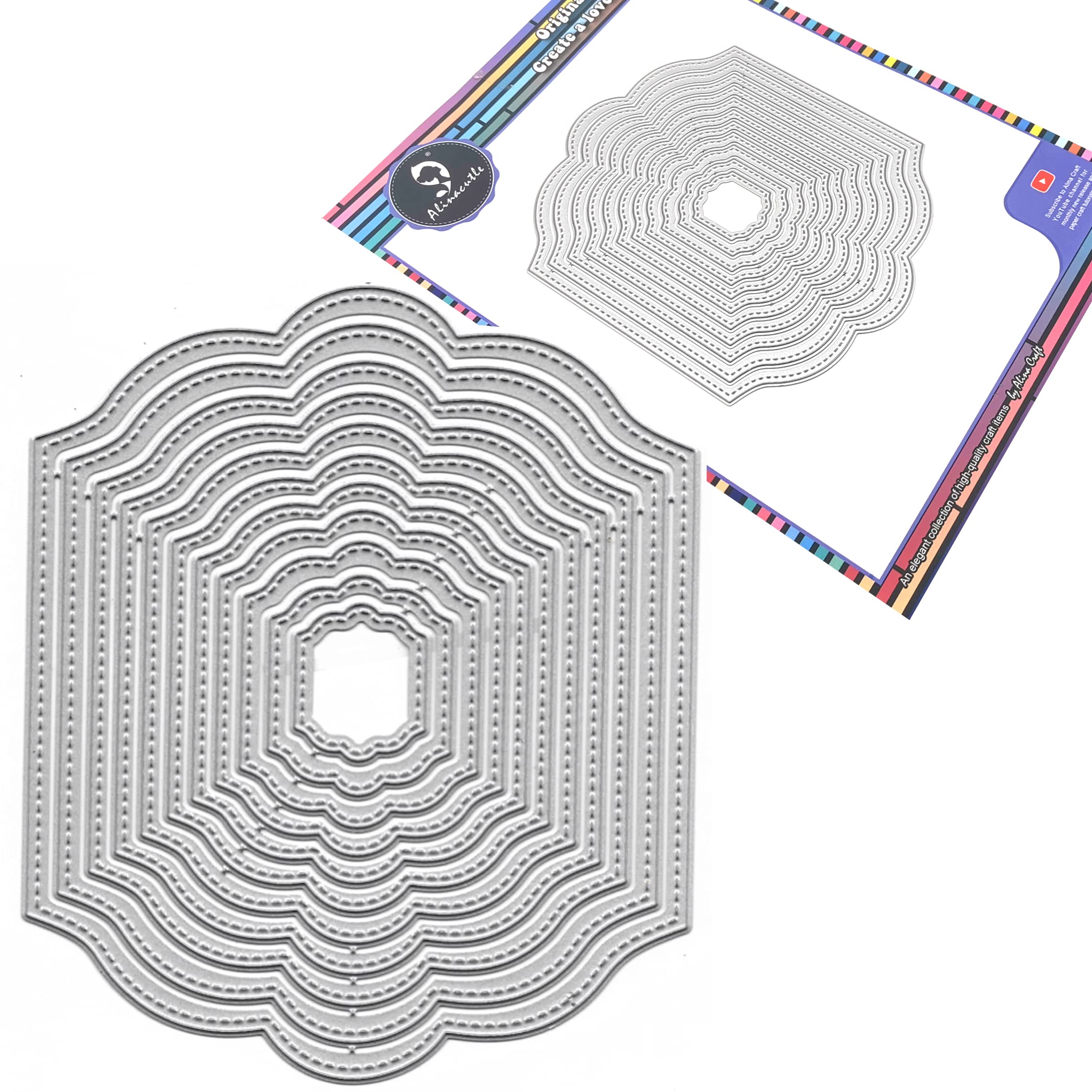 Snapklik.com : Alinacutle 11/PK-Irregular RectangleStitch Borders Nesting Frame Die Cut
