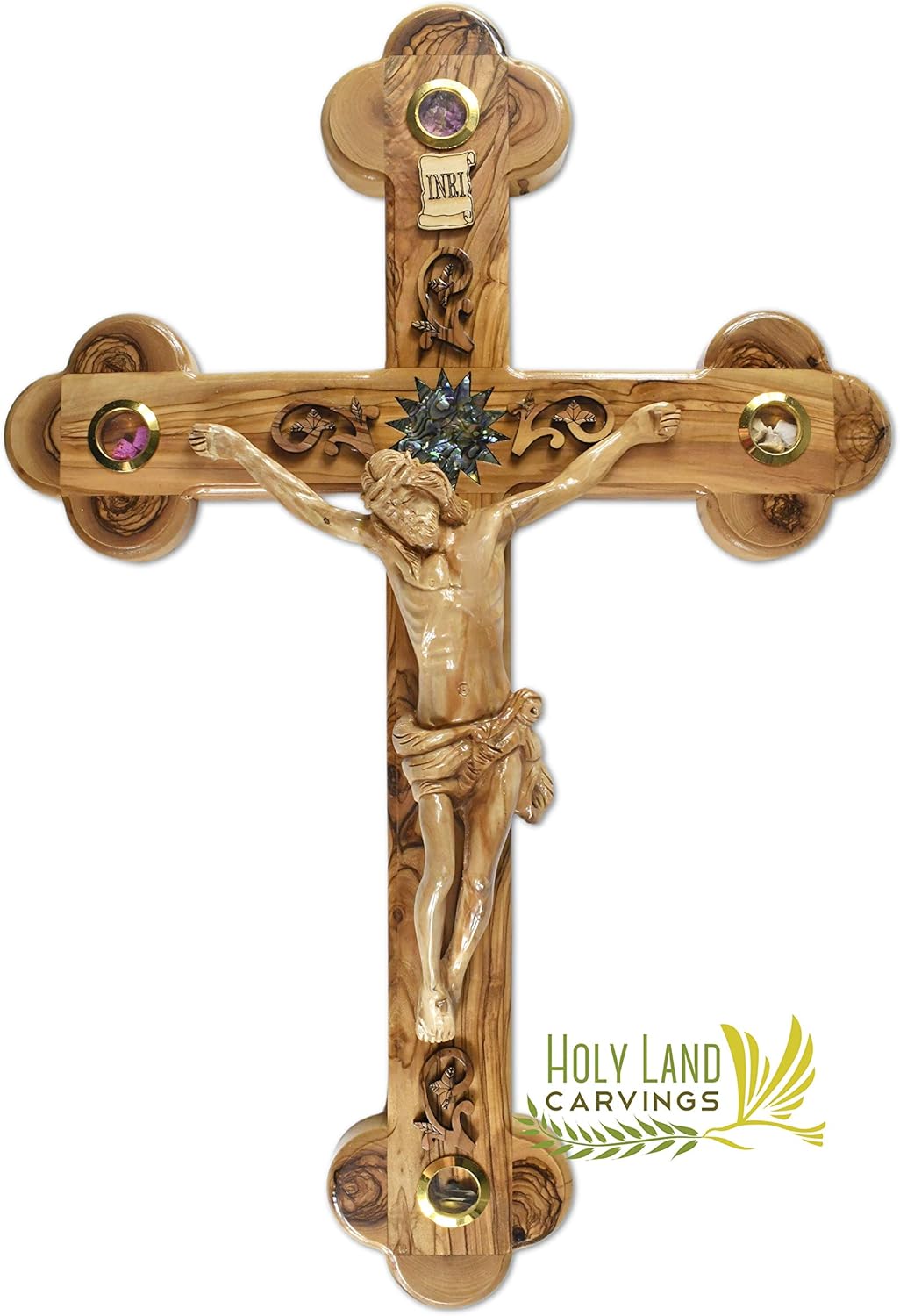 Amazon.com: Large 21.8 inch X 15 inch Wall Crucifix Olive Wood Cross ...