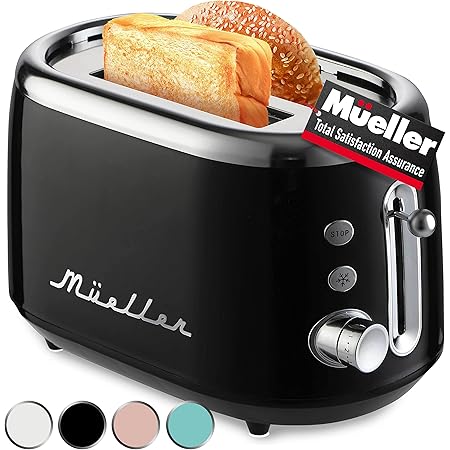 Amazon.com: Mueller Retro Toaster 2 Slice with 7 Browning Levels and 3 ...