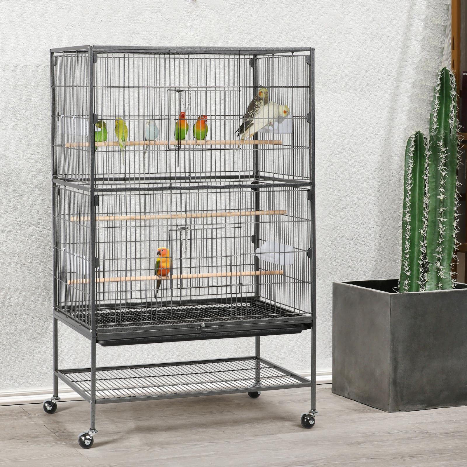 Yaheetech Extra Large Bird Cage Budgie Cage Parrot Cage 2 Tiers Flight ...