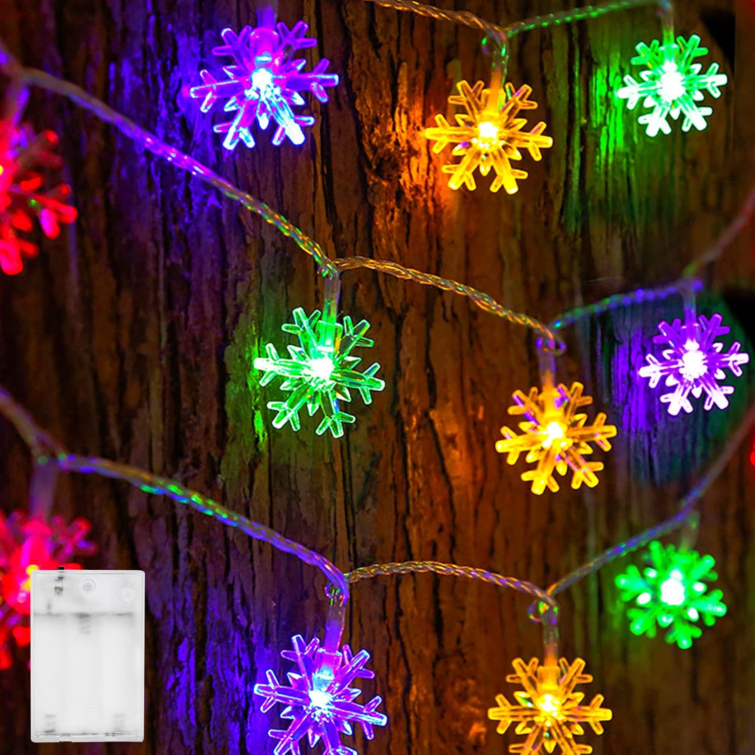 Amazon.com: Dazzle Bright Christmas Snowflake String Lights, 2 Pack 50 ...