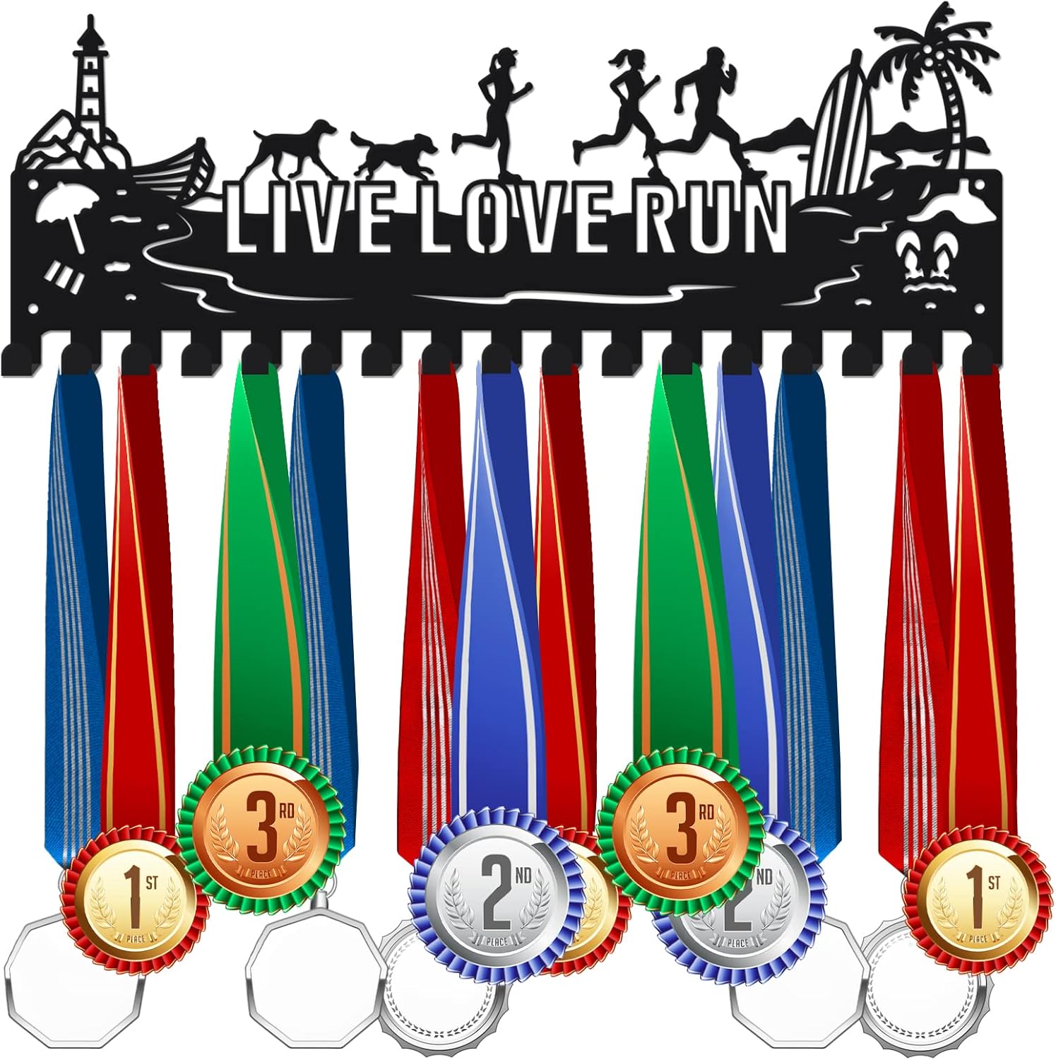 Amazon.com: SUPERDANT Running Medal Display Rack Live Love Run Men Women Sports Medal Hanger ...