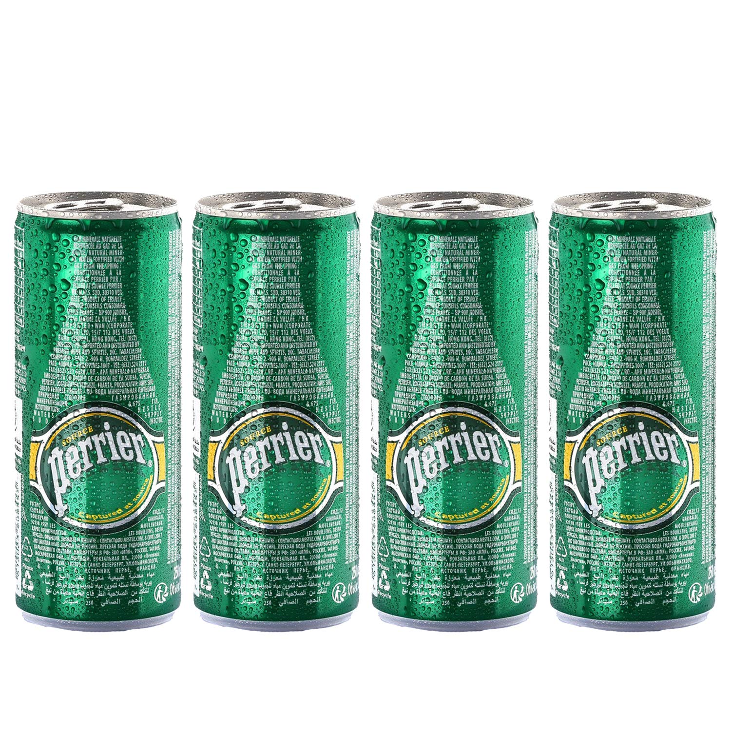 Perrier Sparkling Natural Mineral Water Can - 4 Pack, 4 x 250 ml ...