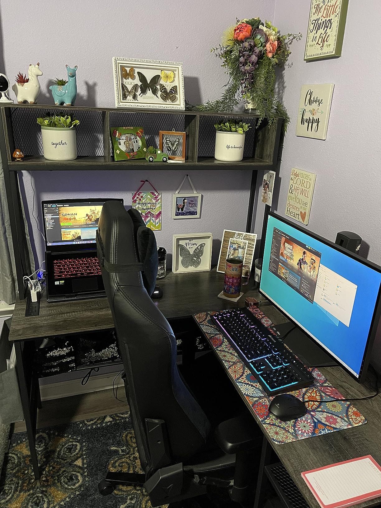 $37/mo - Finance Unikito L Shaped Computer Desk with LED Strip and ...