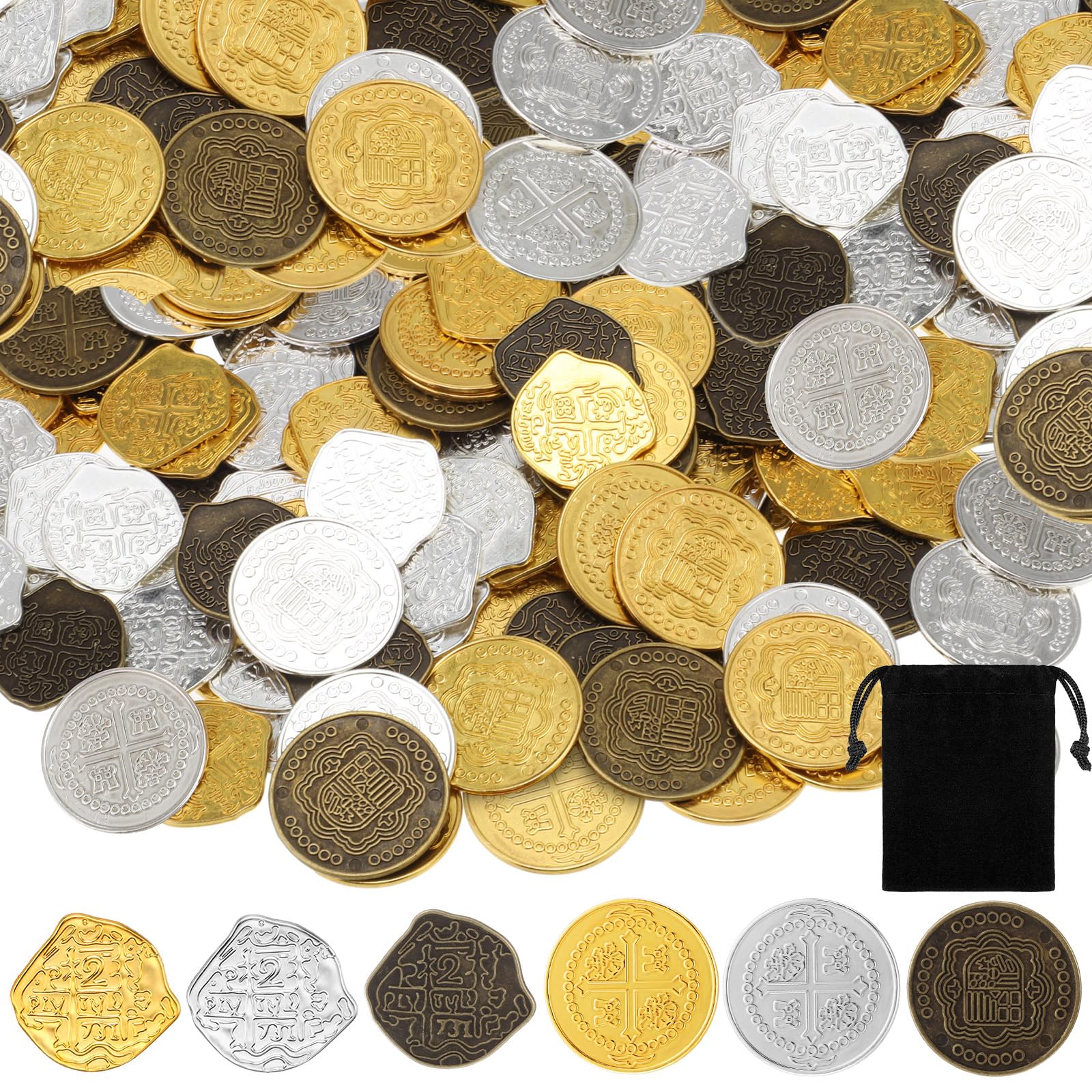 Amazon.com: Hanaive 100 Pcs Metal Pirate Coins Treasure Chest Spanish ...