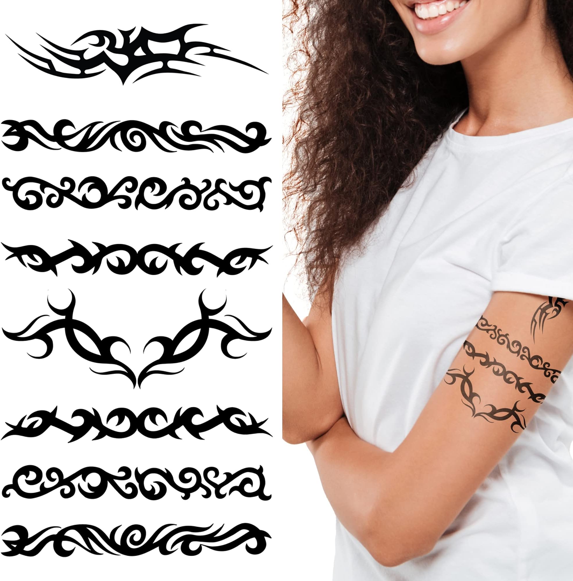 Amazon.com : 2 Sheets Dark Cracks Temporary Tattoo Strips Arm Neck ...