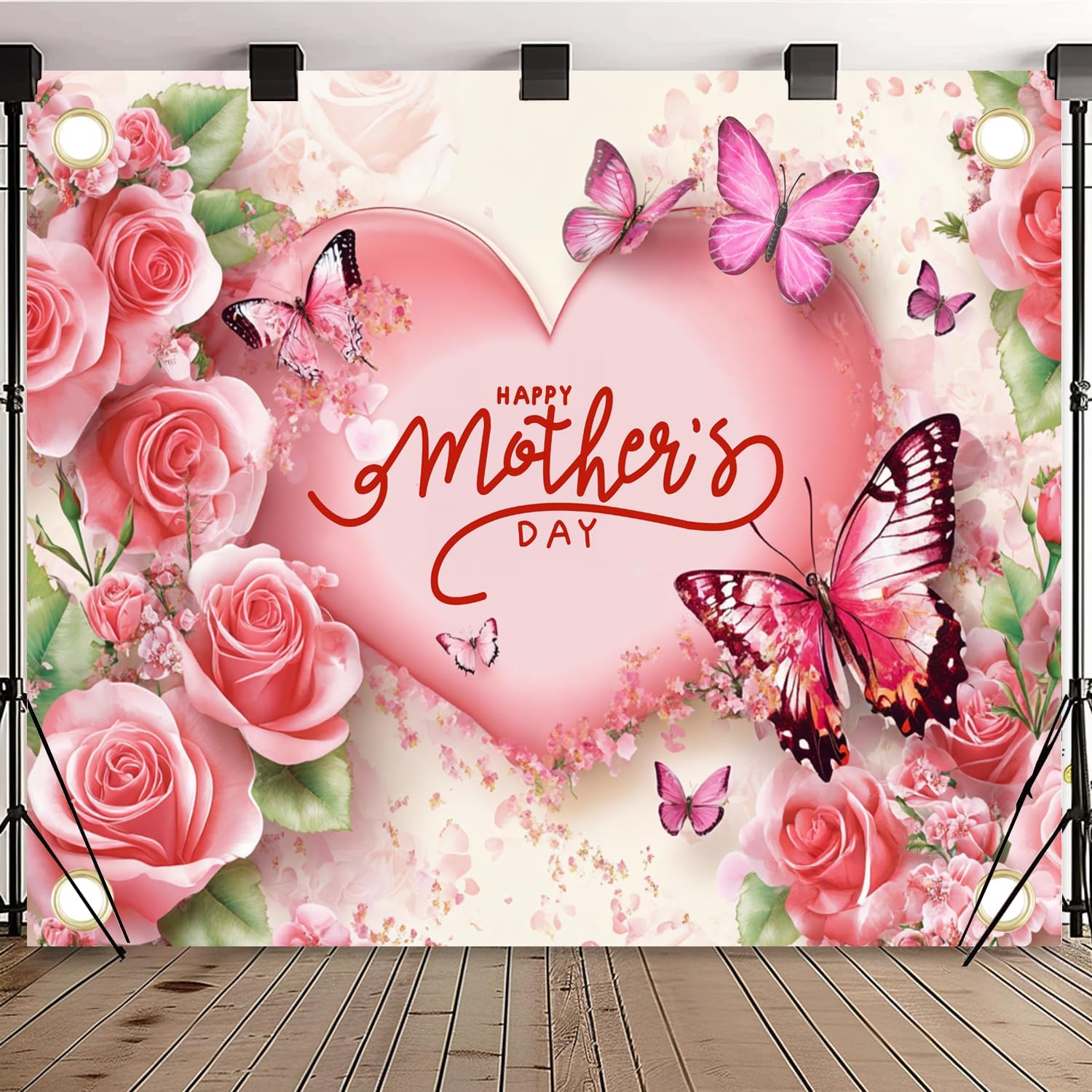 Amazon.com : Ouksma 7x5ft Elegant Floral Happy Mother's Day Backdrop ...