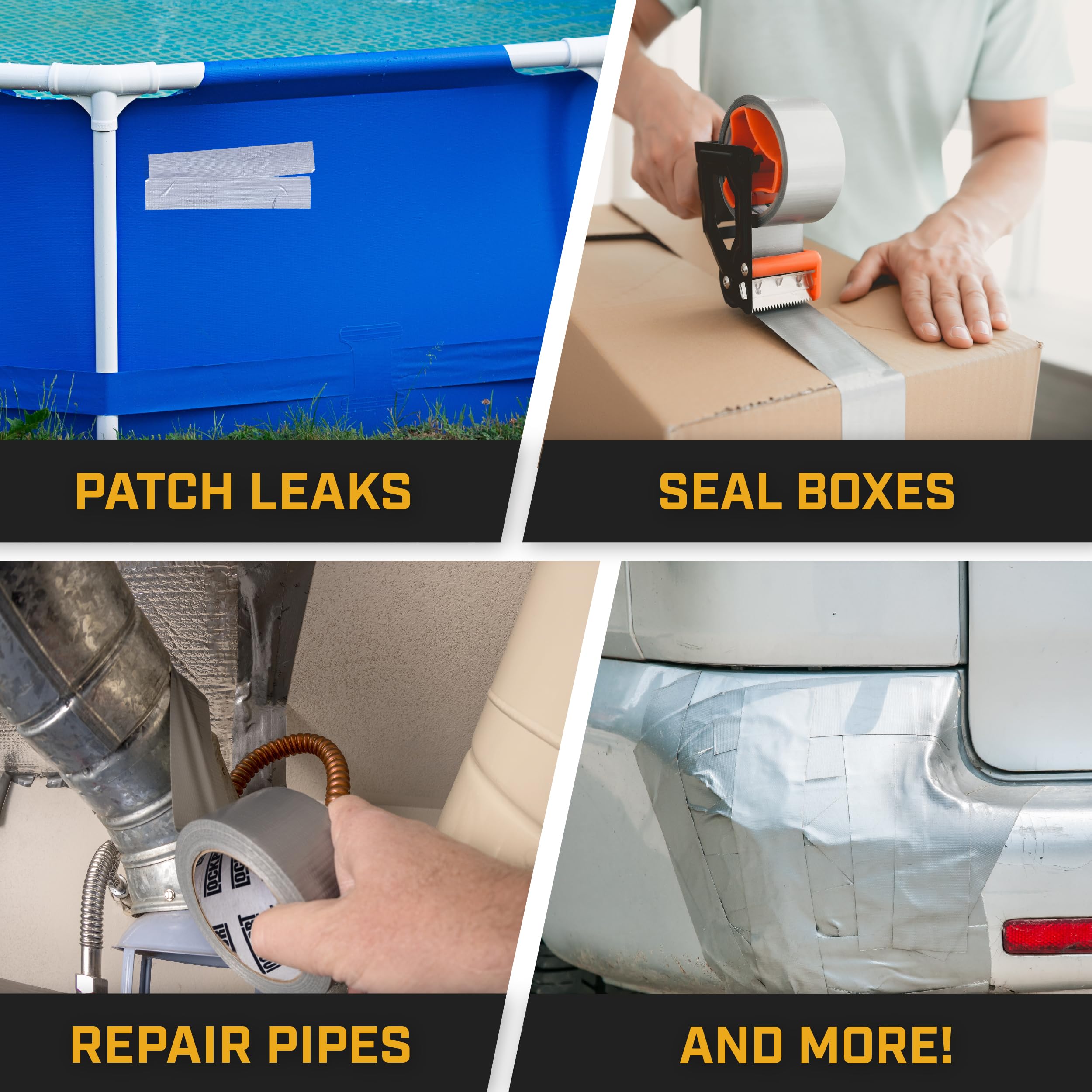 Lockport Bulk Silver Duct Tape - 24 Roll Multi Pack Heavy Duty Duct ...