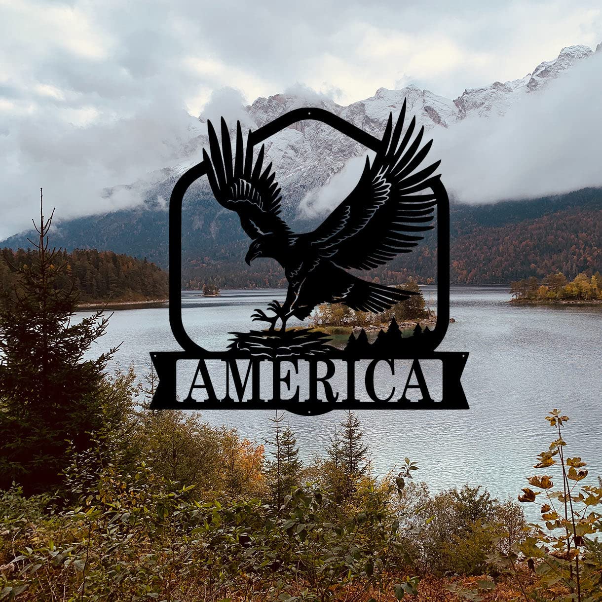 Laser Cut Metal Art Eagle Native Eagle Steel Sign Laser Cut Powder