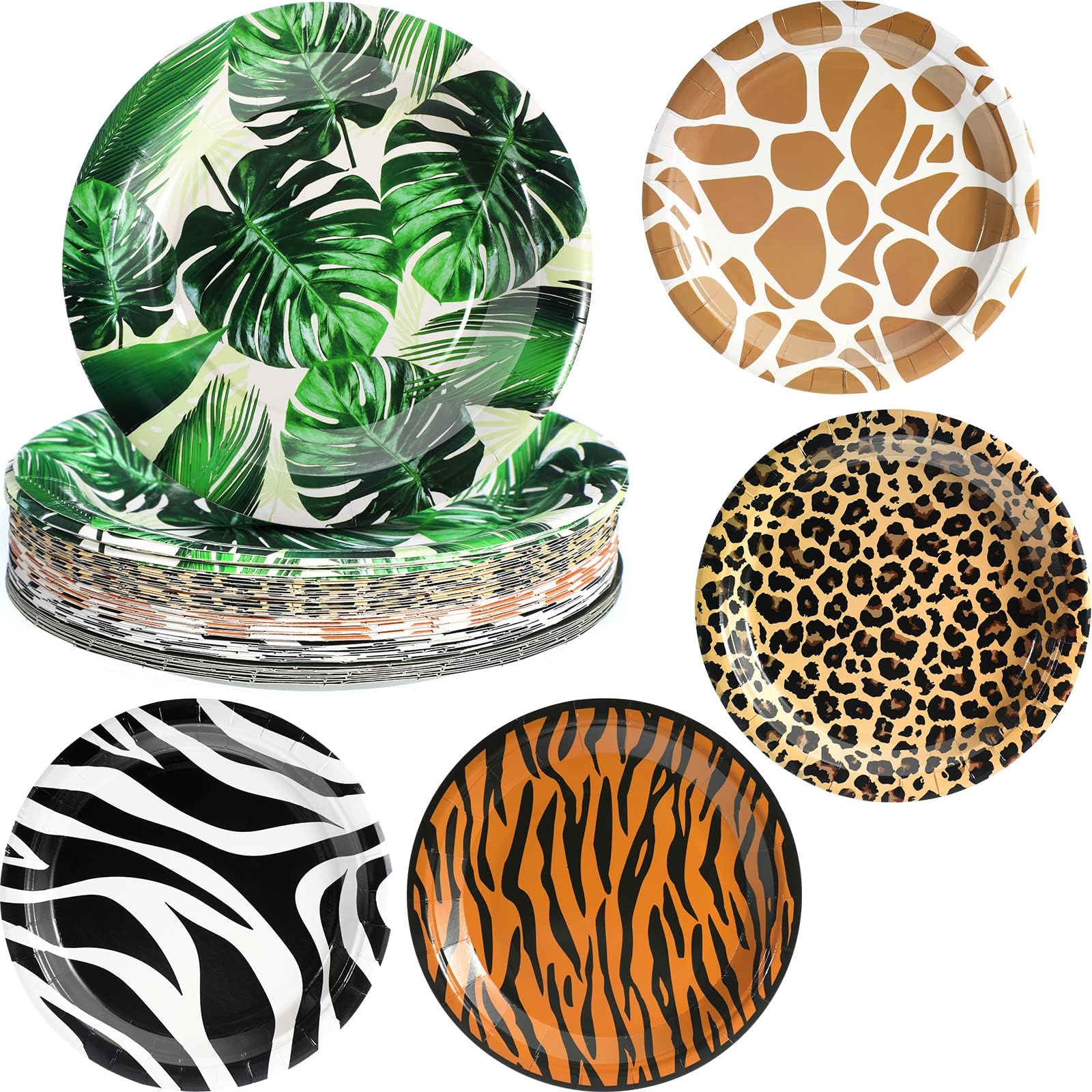 Amazon.com: BLUE PANDA 80-Pack Tropical Paper Plates, Disposable 9 ...
