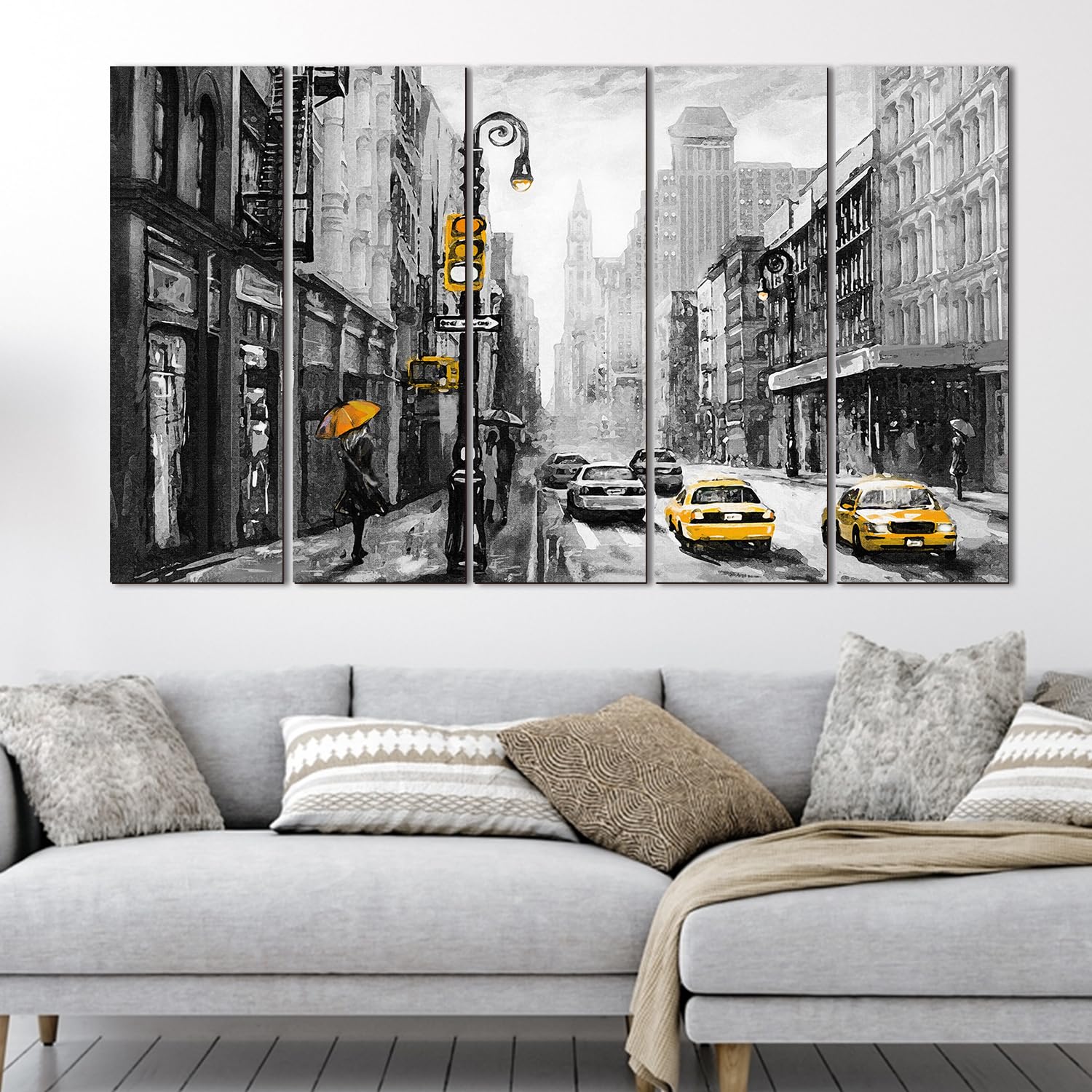 Large Abstract Wall Art Painting. Multiple Panel Framed Canvas Painting ...