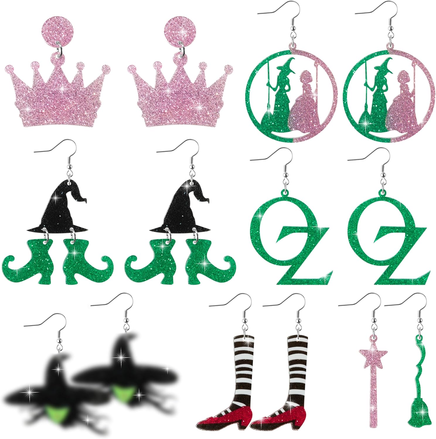 Amazon.com: Laffact Witch Musical Earrings for Women - 7 Pairs Elphaba ...