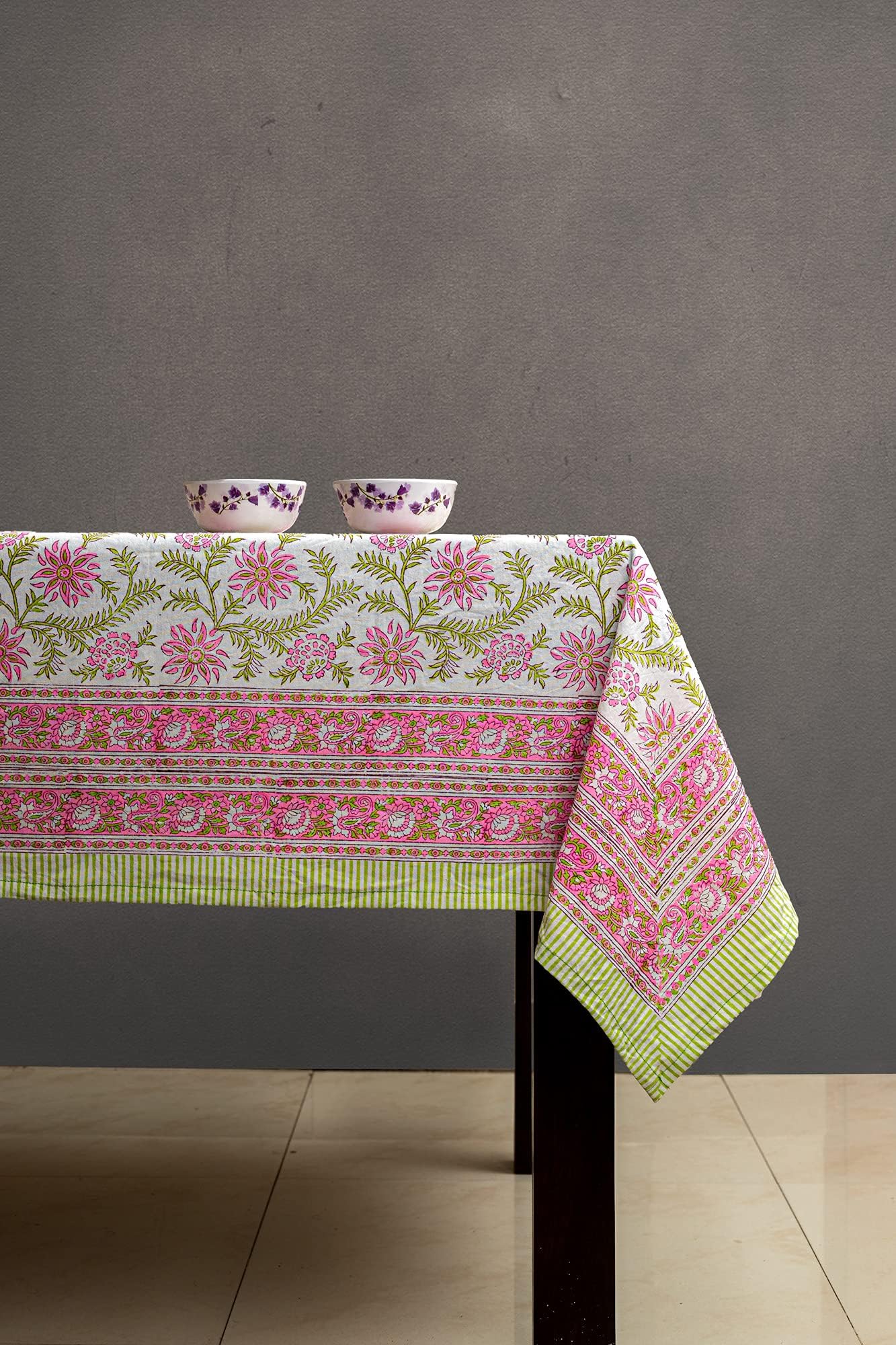 Amazon.com: Block Print Table Cloth- 60x108 Inch Rectangle 100% Cotton ...