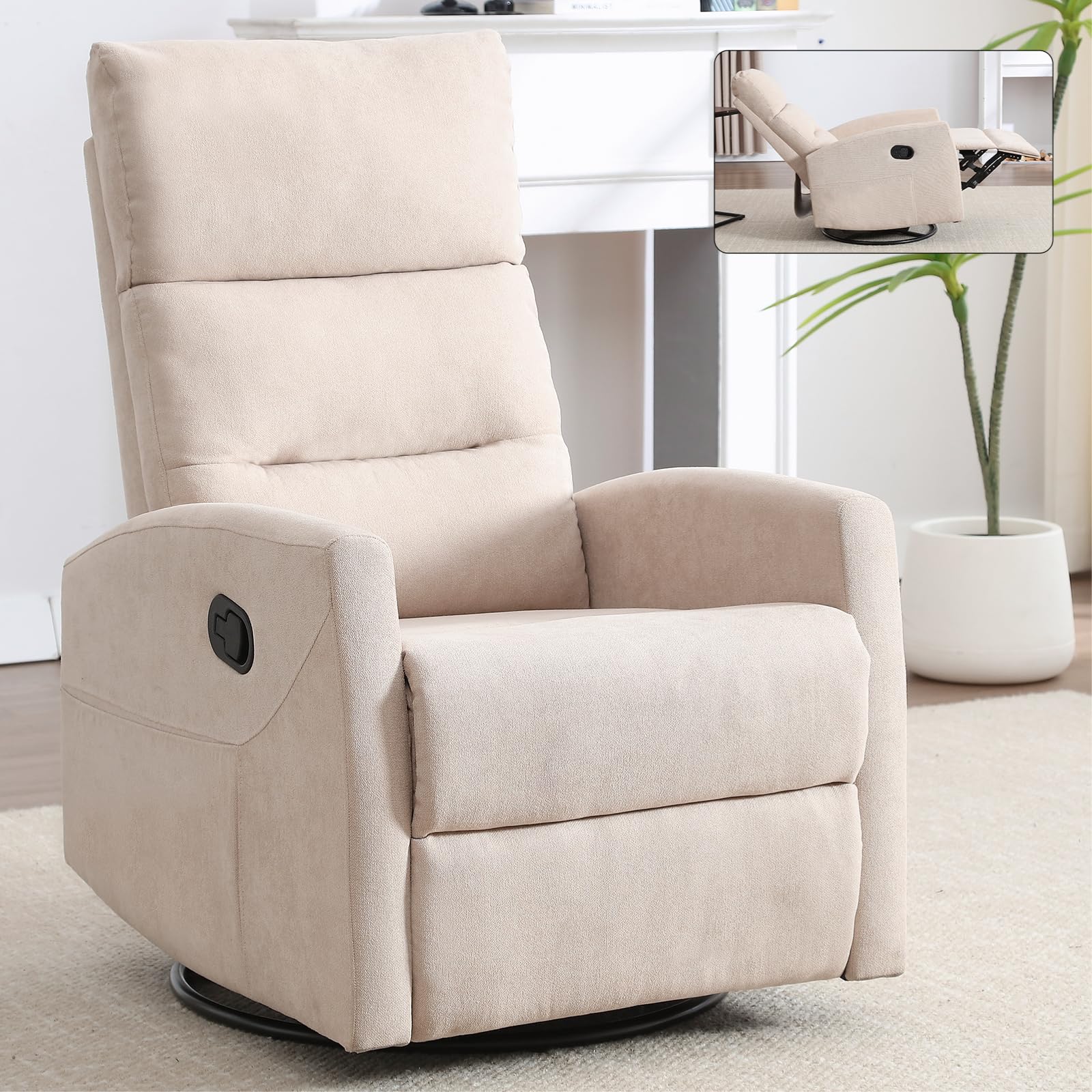 Amazon.com: Luxlen Recliner Chair, Fabric Rocking Swivel Glider ...