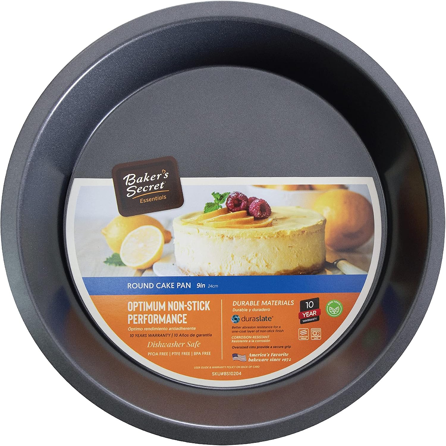 Amazon.com: Baker's Secret Round Cake Pan, 9.5" Carbon Steel with ...
