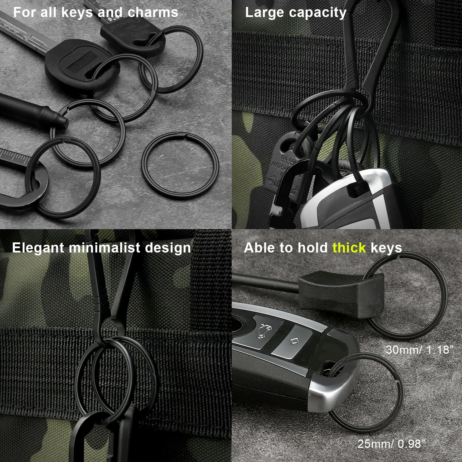 Snapklik.com : PJYTAC Black Titanium Side Pushing Key Ring For Key ...