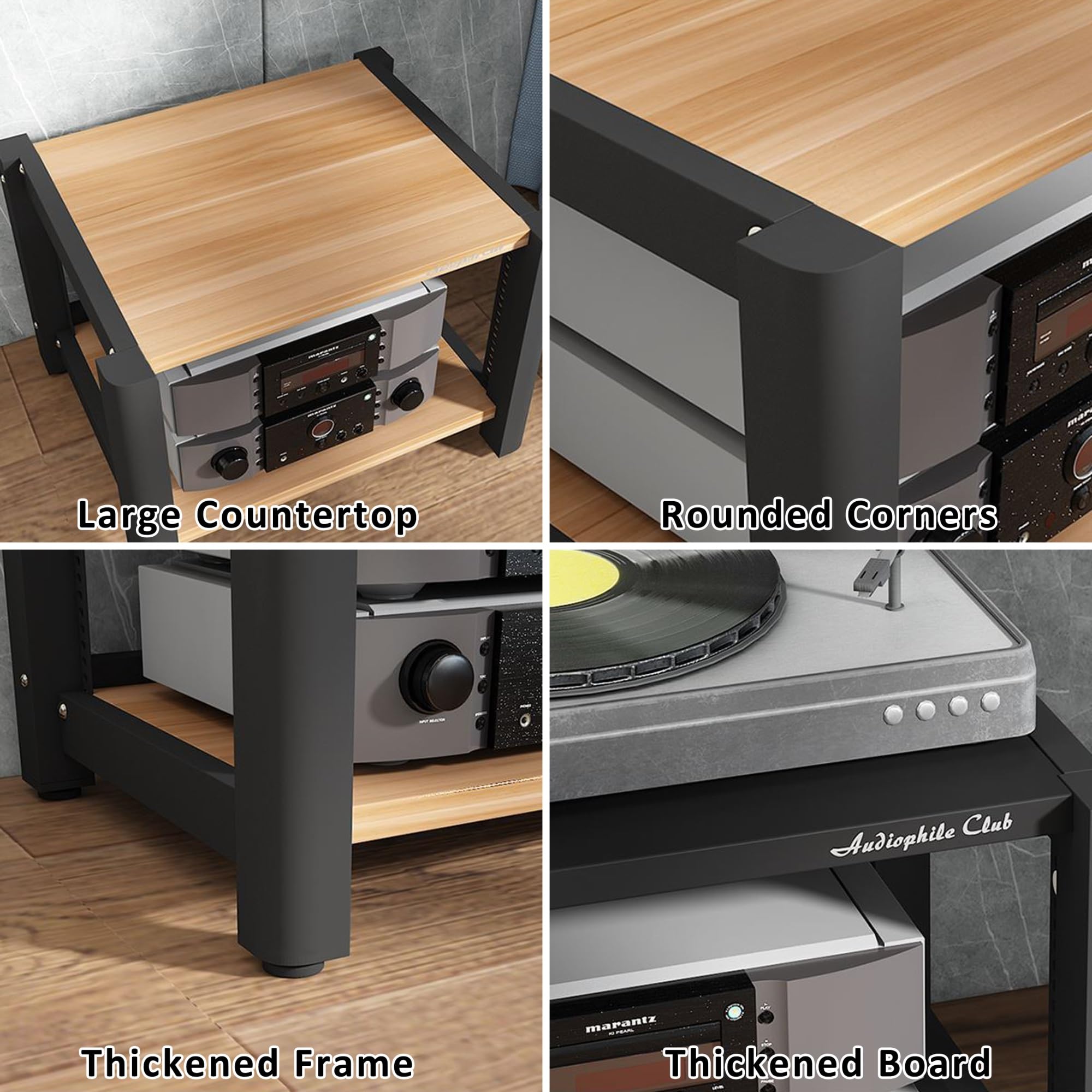 AV Gear Storage Rack 4-Tier Open Air - HiFi Rack Cabinet For Speakers ...