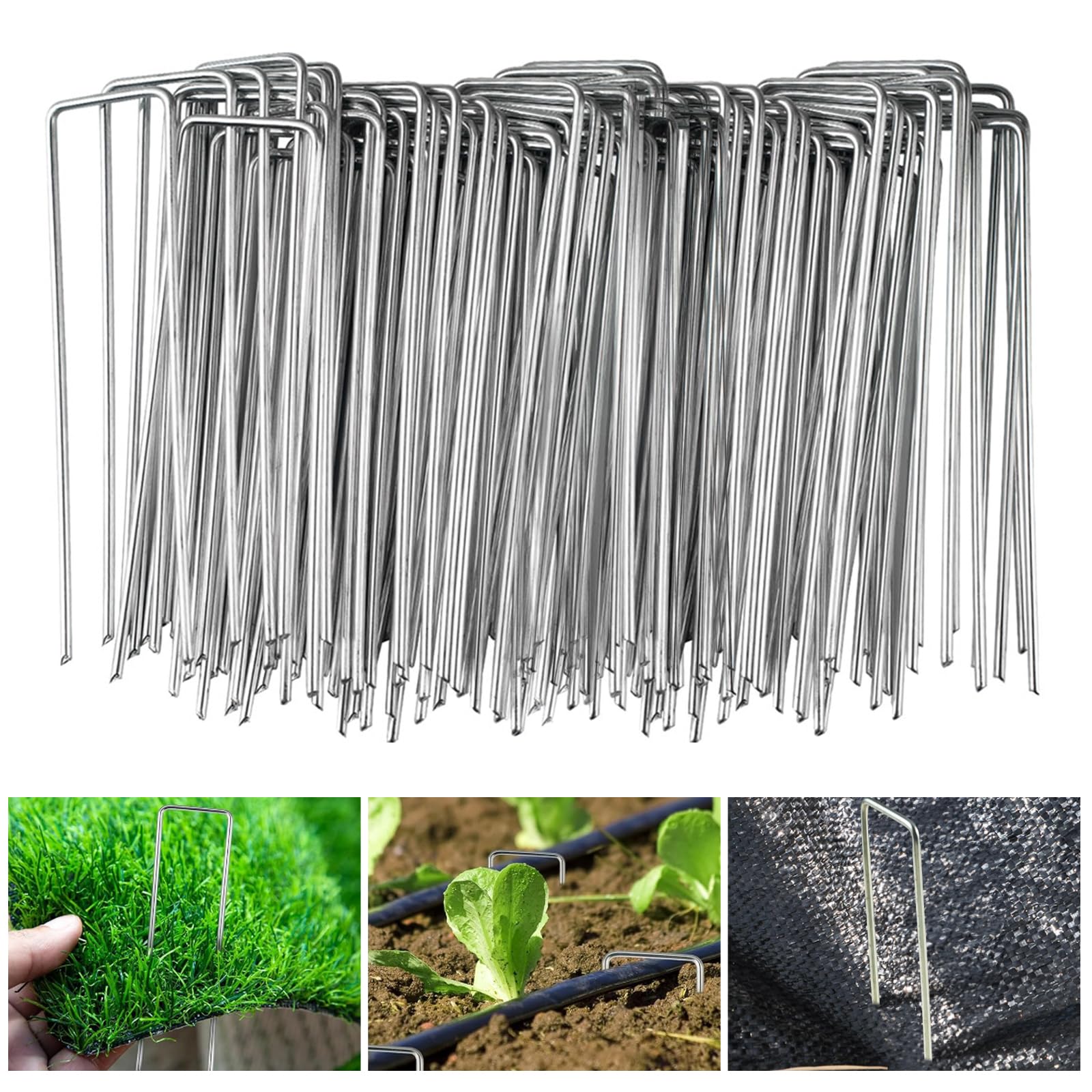Amazon.com : Velway 100 Pack Garden Pegs U-Shaped - 6"/150mm Φ3mm Metal ...