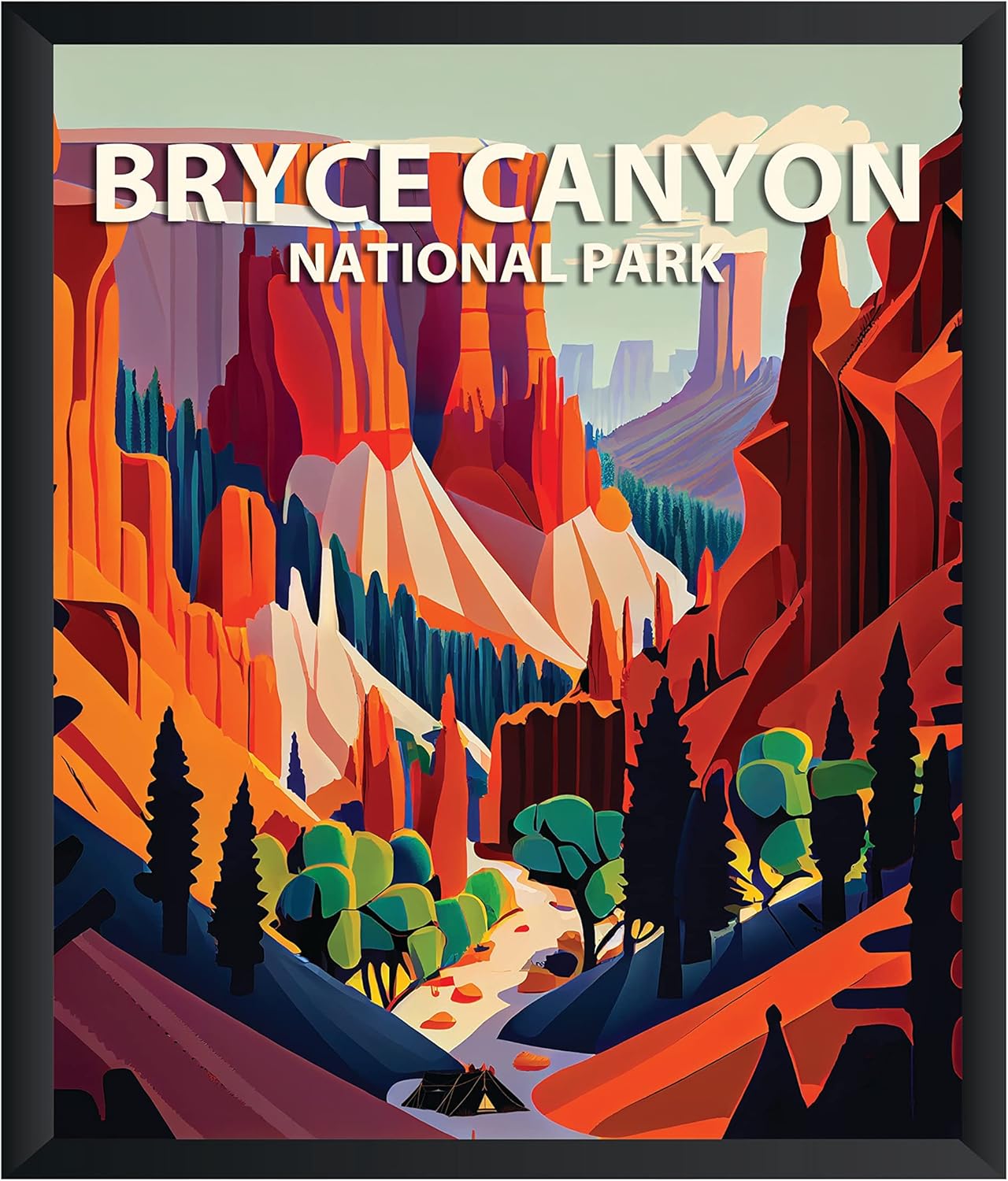 Amazon.com: HomeArtPrint National Park Retro Art Print Poster, Mountain ...
