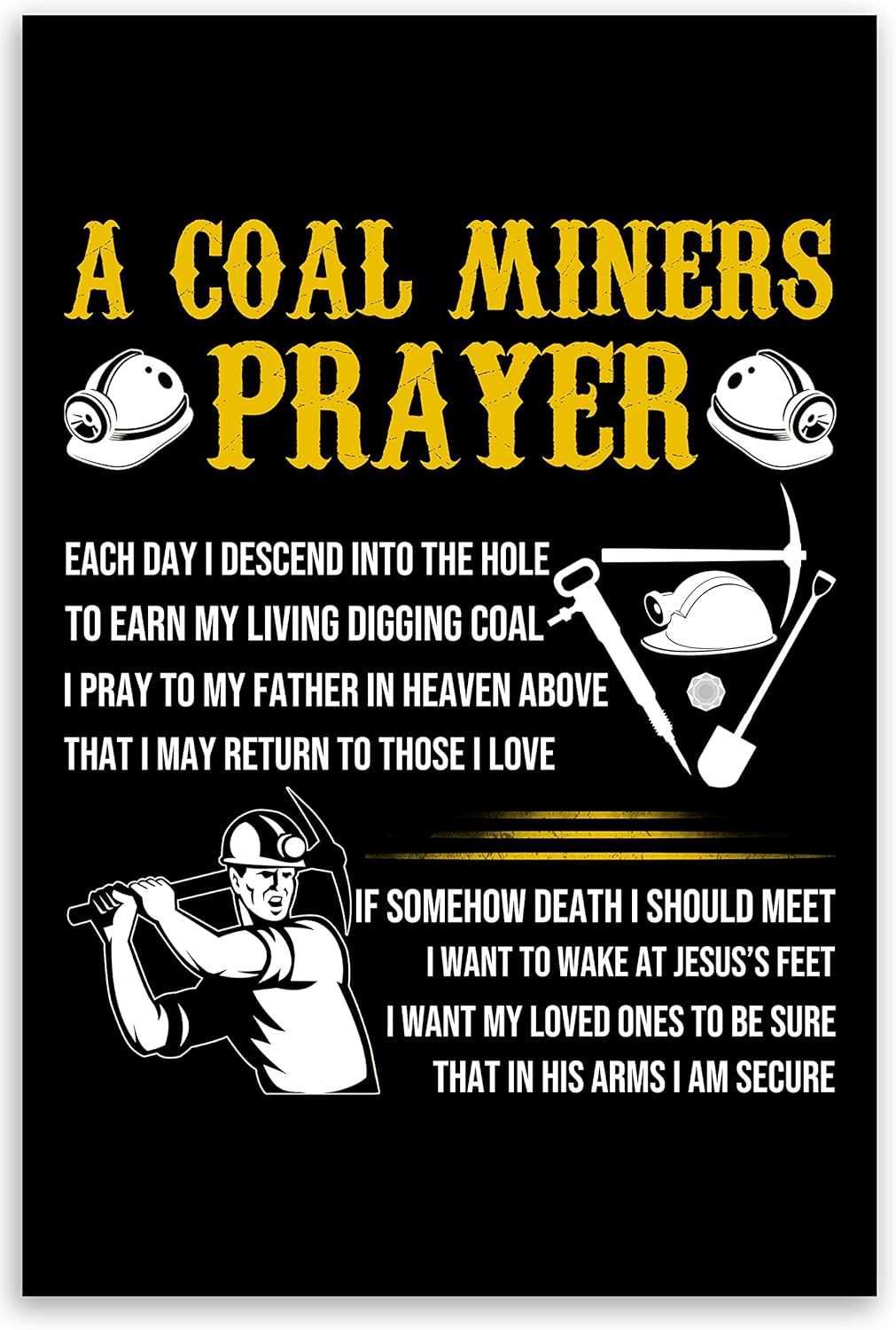 Amazon.com: Coal Mining Wall Poster Vintage Coal Miners Prayer Coal ...
