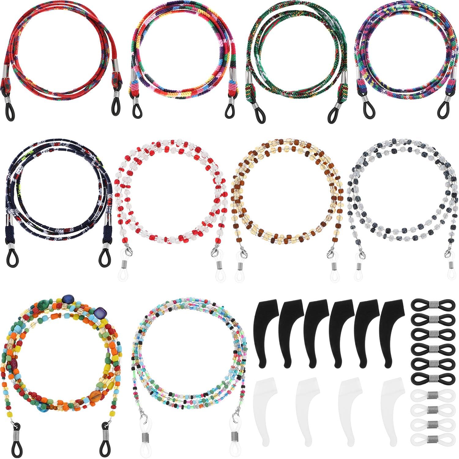 Amazon.com: 10 Pieces Eyeglass Chains Elegant Eyewear Retainer Beaded ...