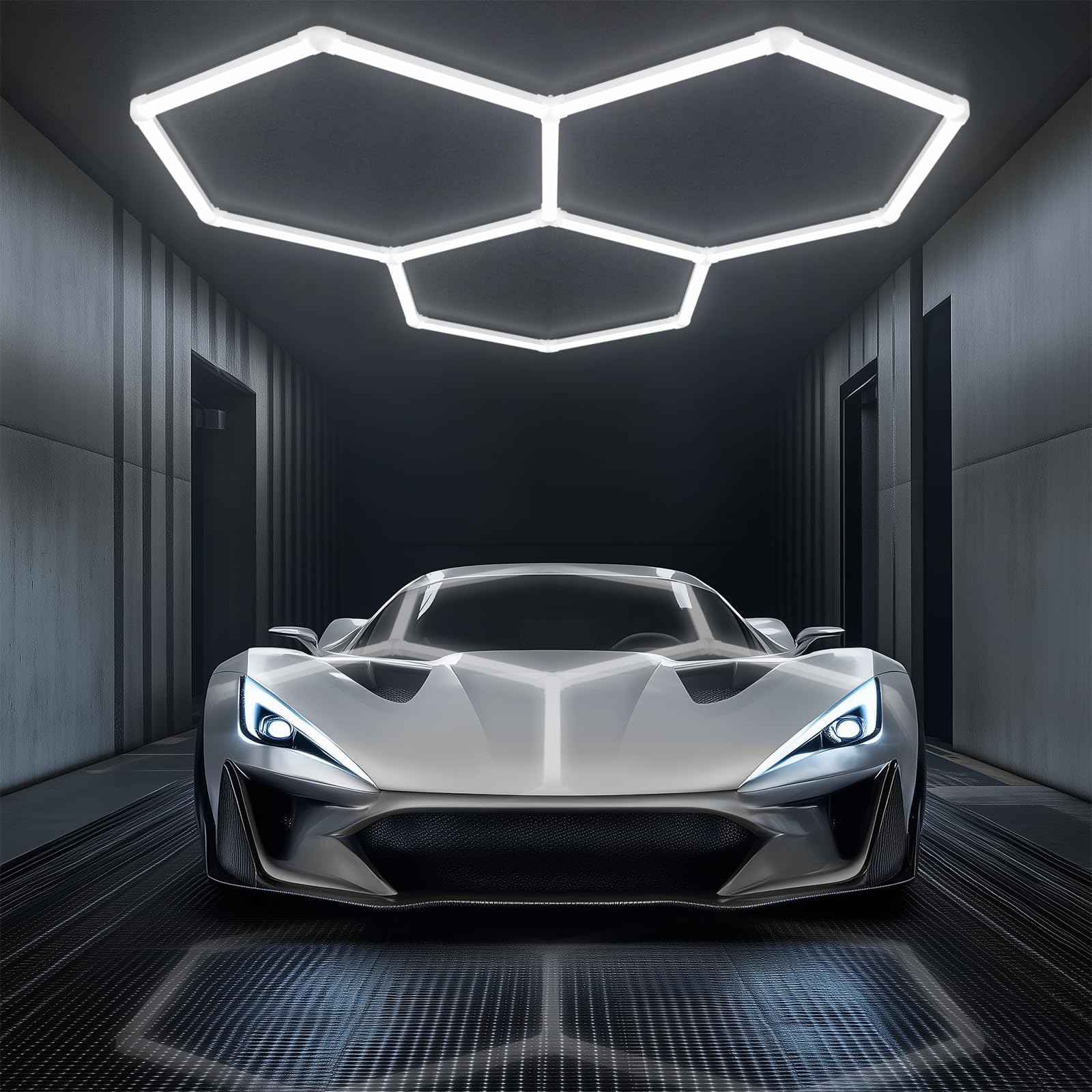 ALLYES LED Hexagon Garage Light, Honeycomb LED Ceiling Lights, 15360LM ...