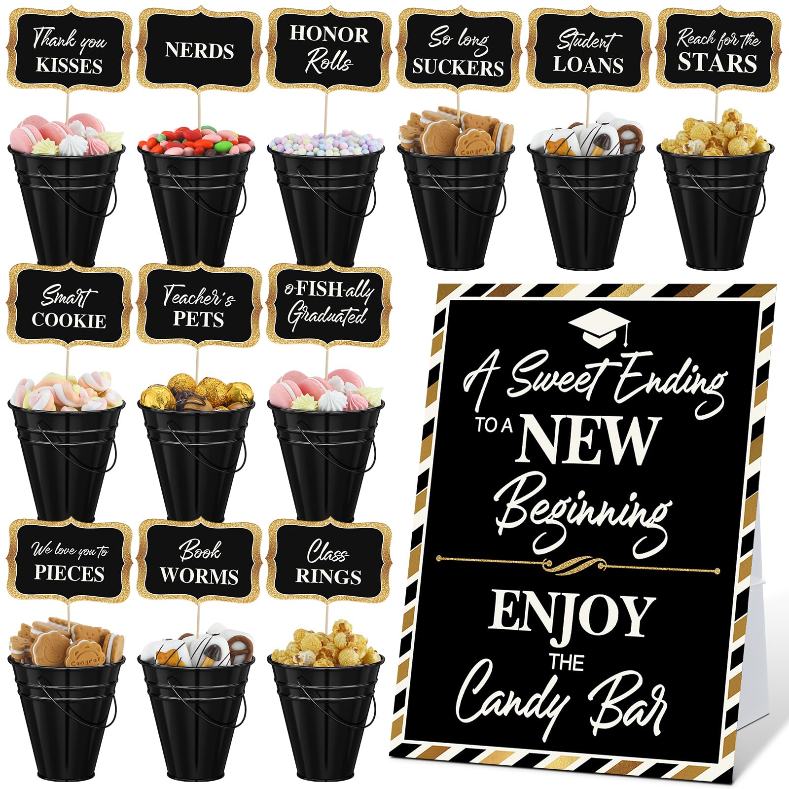 Amazon.com: Jingmore 12 Sets Graduation Candy Table Party Supplies ...