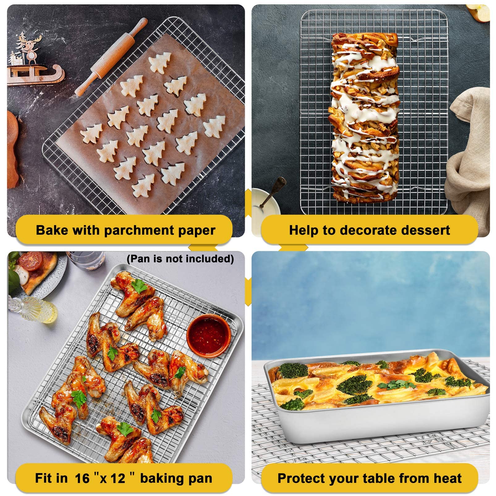 Snapklik.com : 15.3 Inch Cooling Baking Rack Set Of 2, Stainless Steel ...