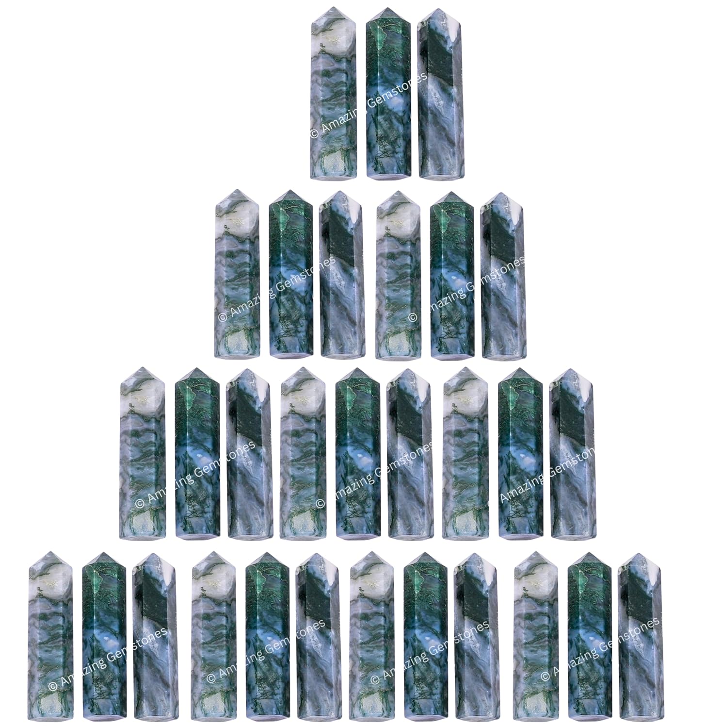 Amazon.com: Moss Agate Crystal Points Bulk Healing Crystals and Stones ...