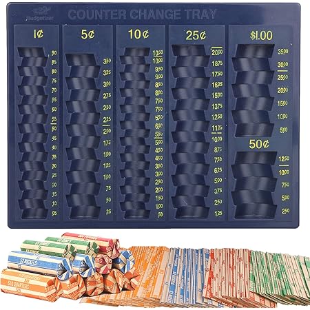 Amazon.com : Coin Counters Tubes & Coin Sorters Tray – 4 Color-Coded ...