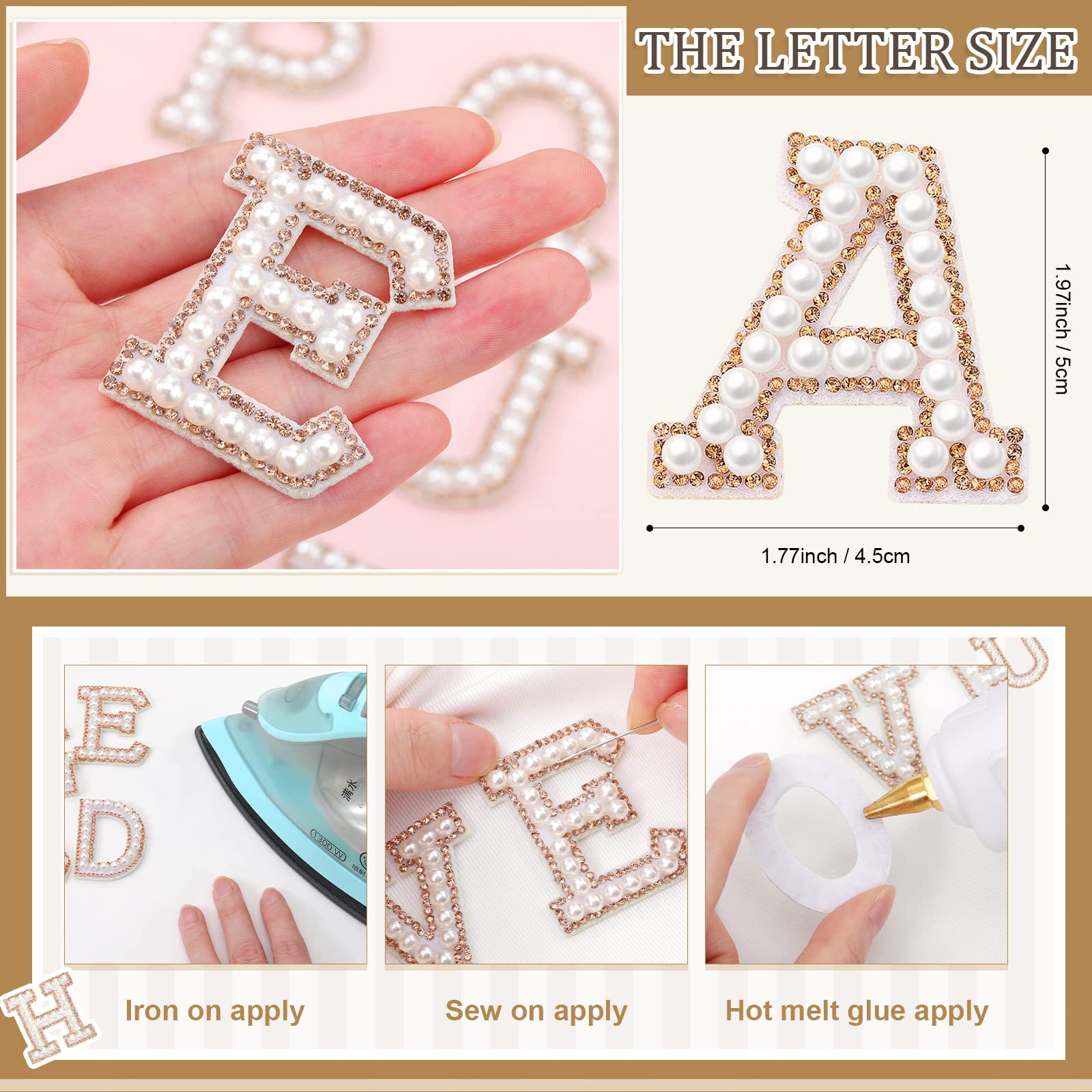Snapklik.com : WILLBOND 78 Pcs Pearl Letter Patches Pearl Iron On ...