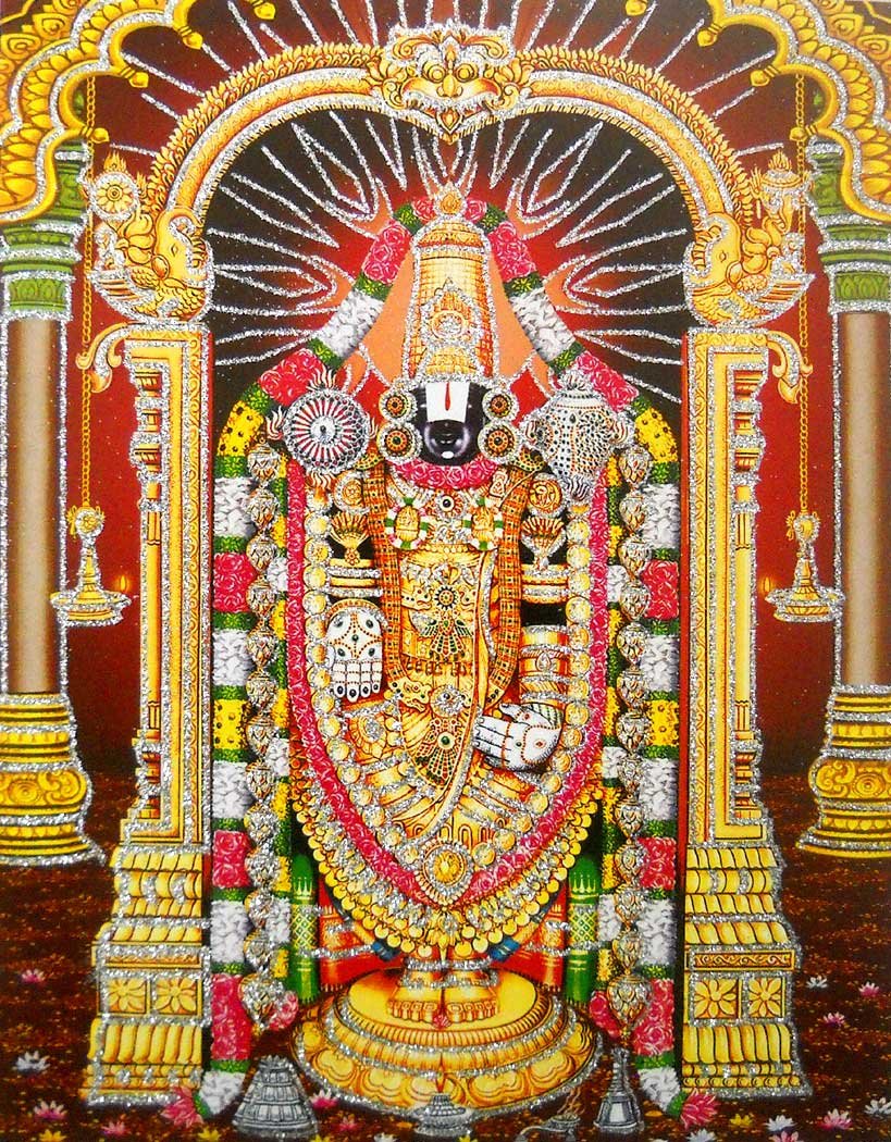Lord Shrinath poster/ Hindu God Poster with Glitter -reprint on paper ...